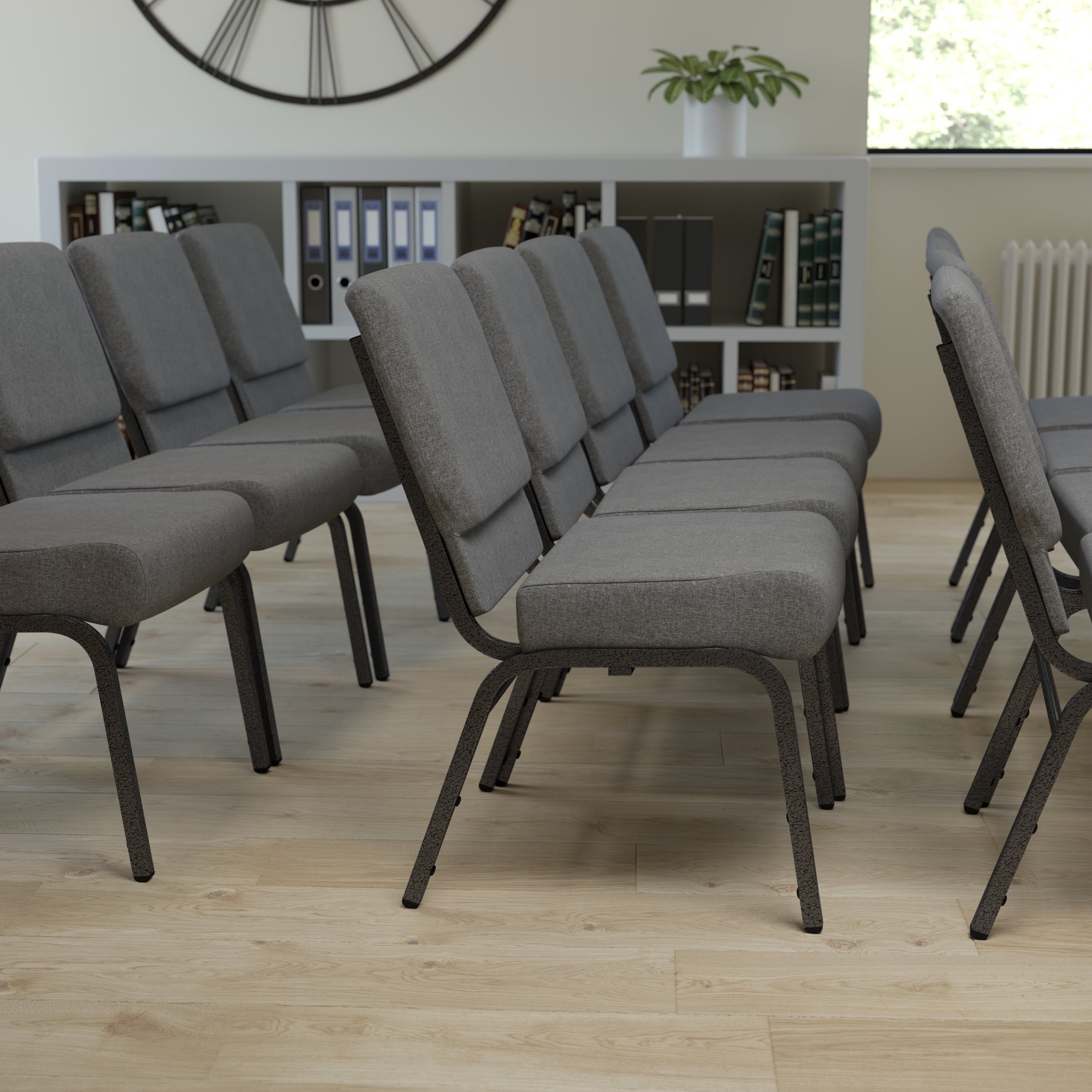 Flash Furniture HERCULES Series 21''W Stacking Church Chair in Gray ...