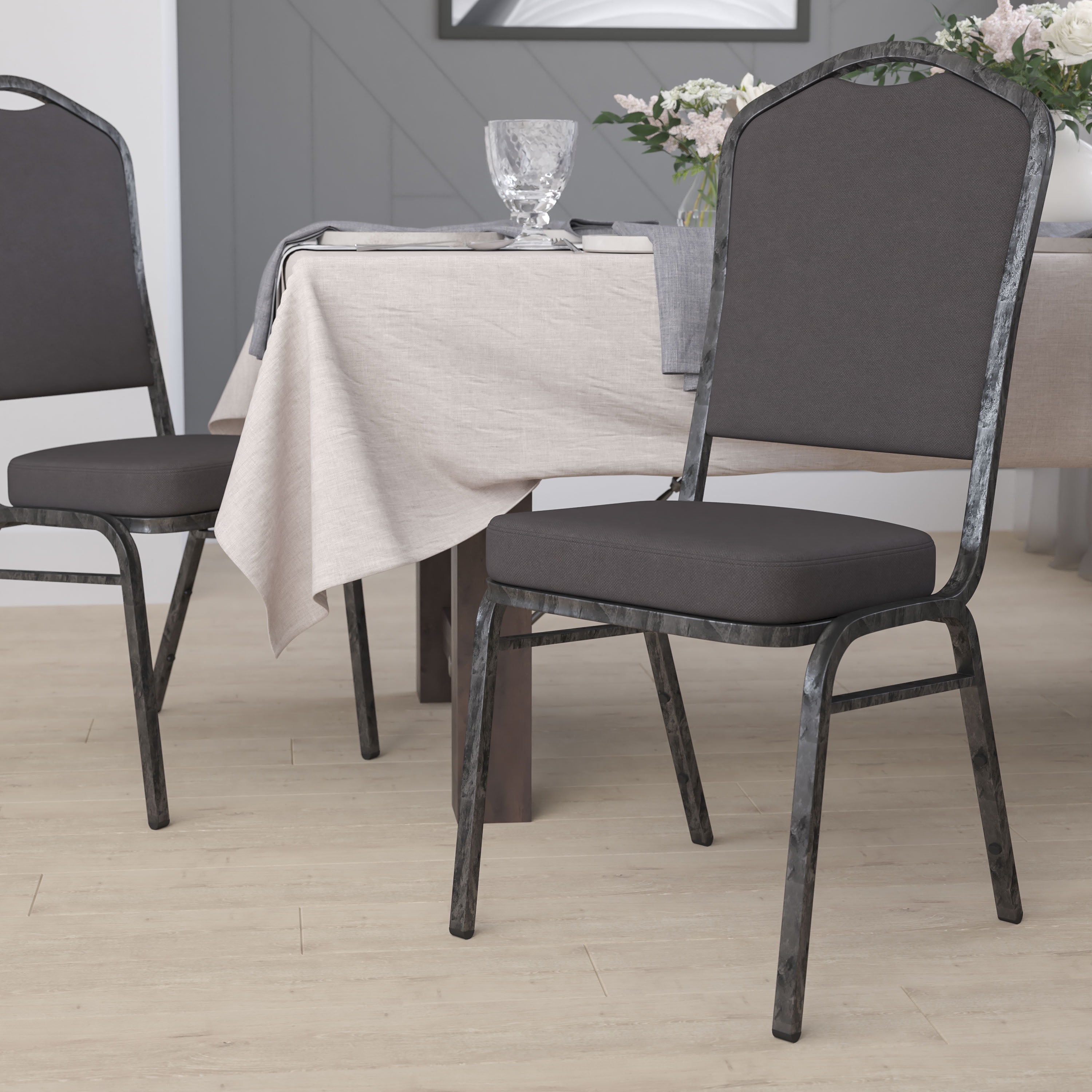 Flash Furniture HERCULES Series Crown Back Stacking Banquet Chair, Gray ...
