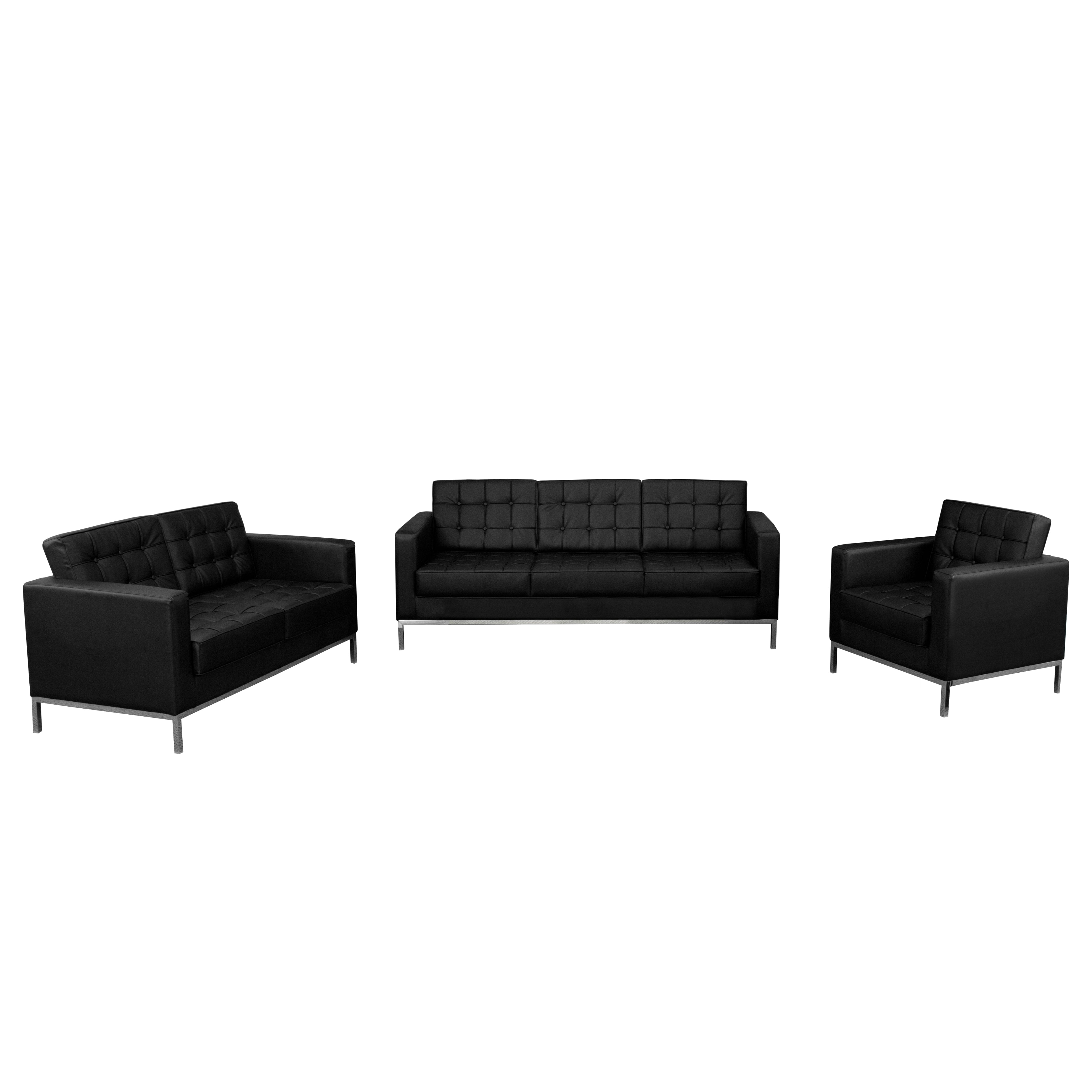 Flash Furniture Hercules Series Black Leather Waiting Room Office ...