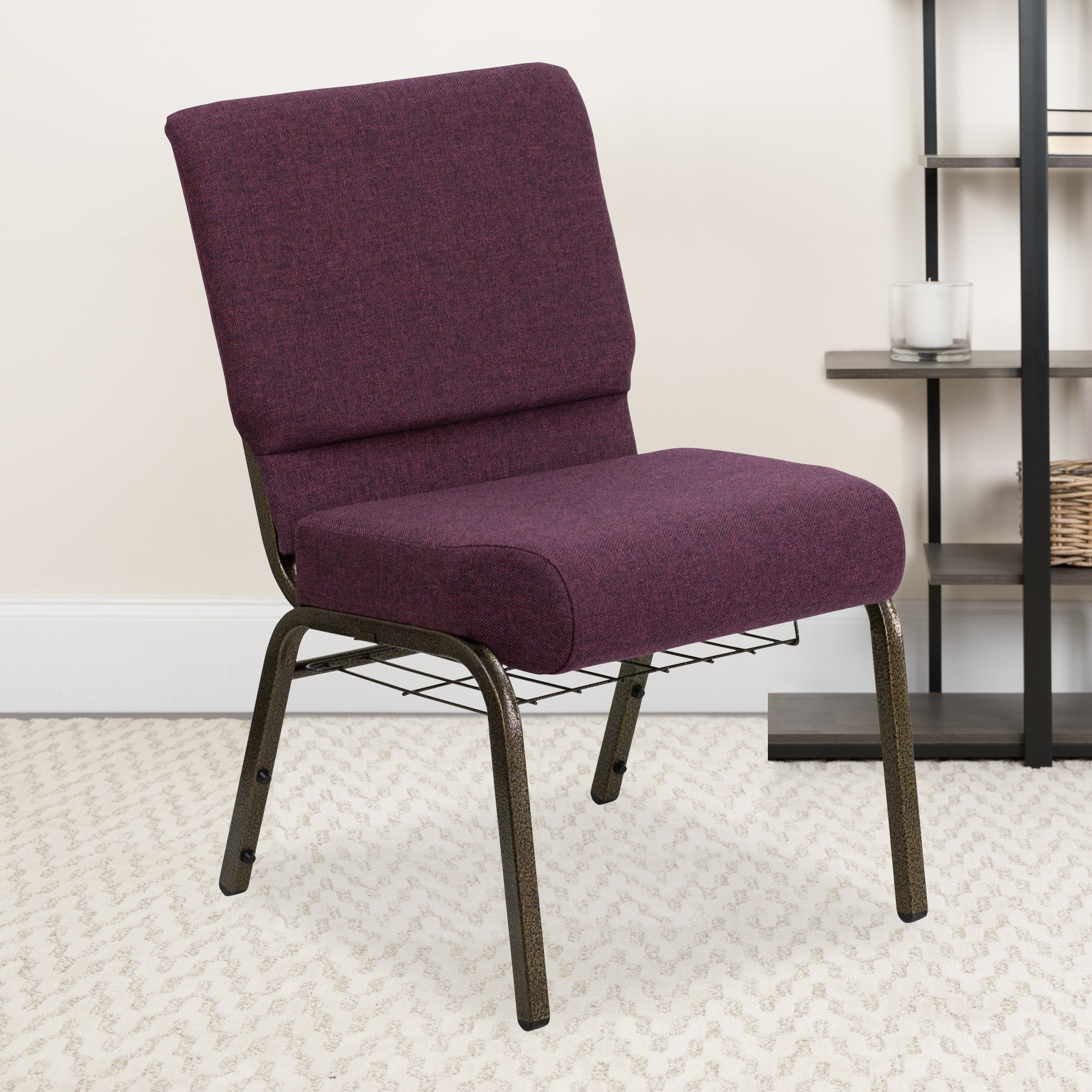 Flash Furniture HERCULES Series 21''W Church Chair in Plum Fabric with ...