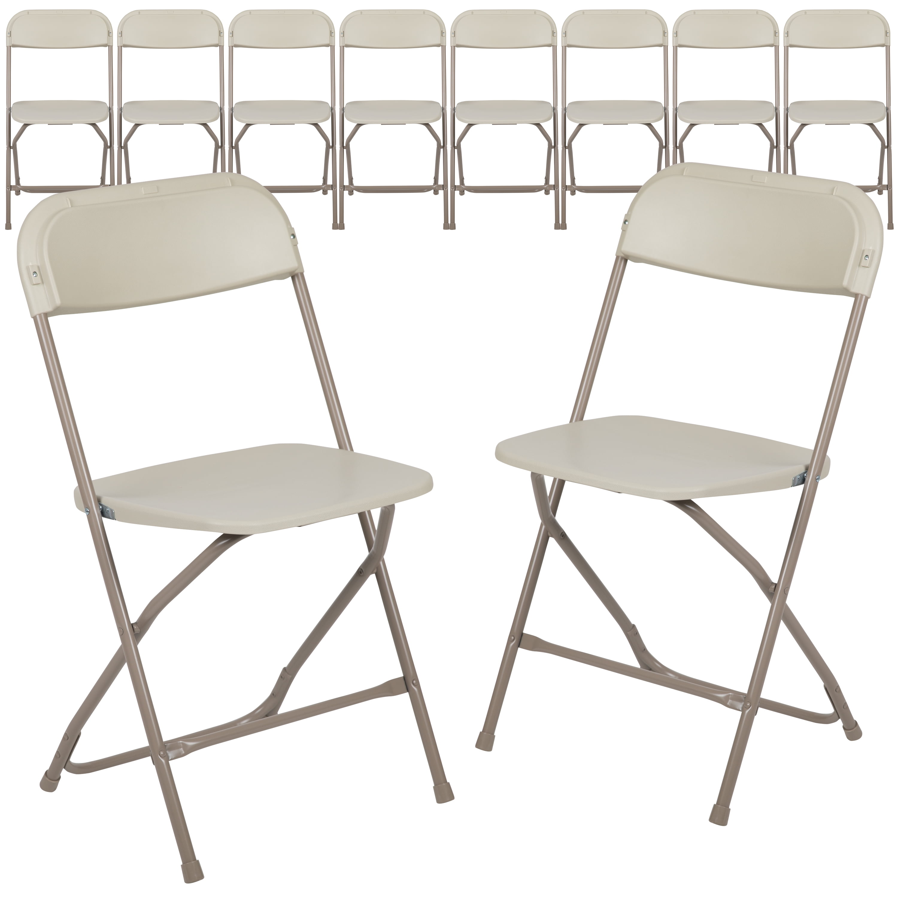 Flash Furniture Hercules Series Beige Plastic Folding Chair, Set of 10 ...