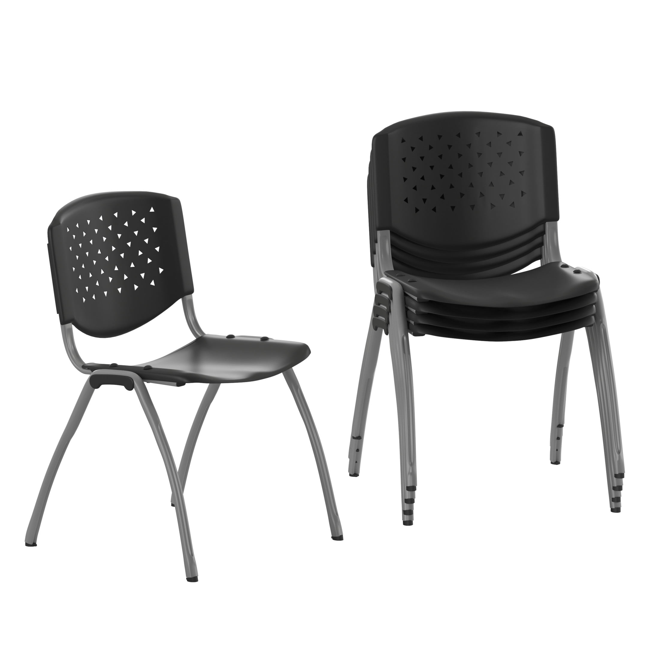 Flash Furniture Hercules Series Plastic Stack Chairs with Titanium ...