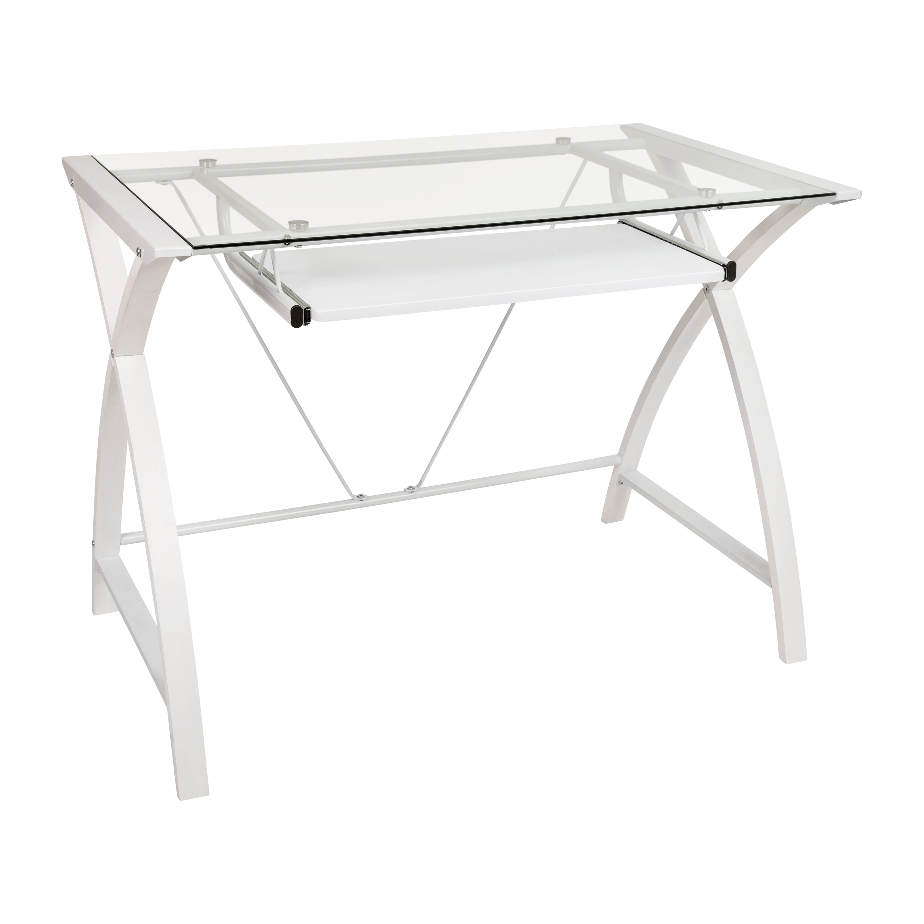 Flash Furniture Jude Clear Tempered Glass Computer Desk with White Pull ...