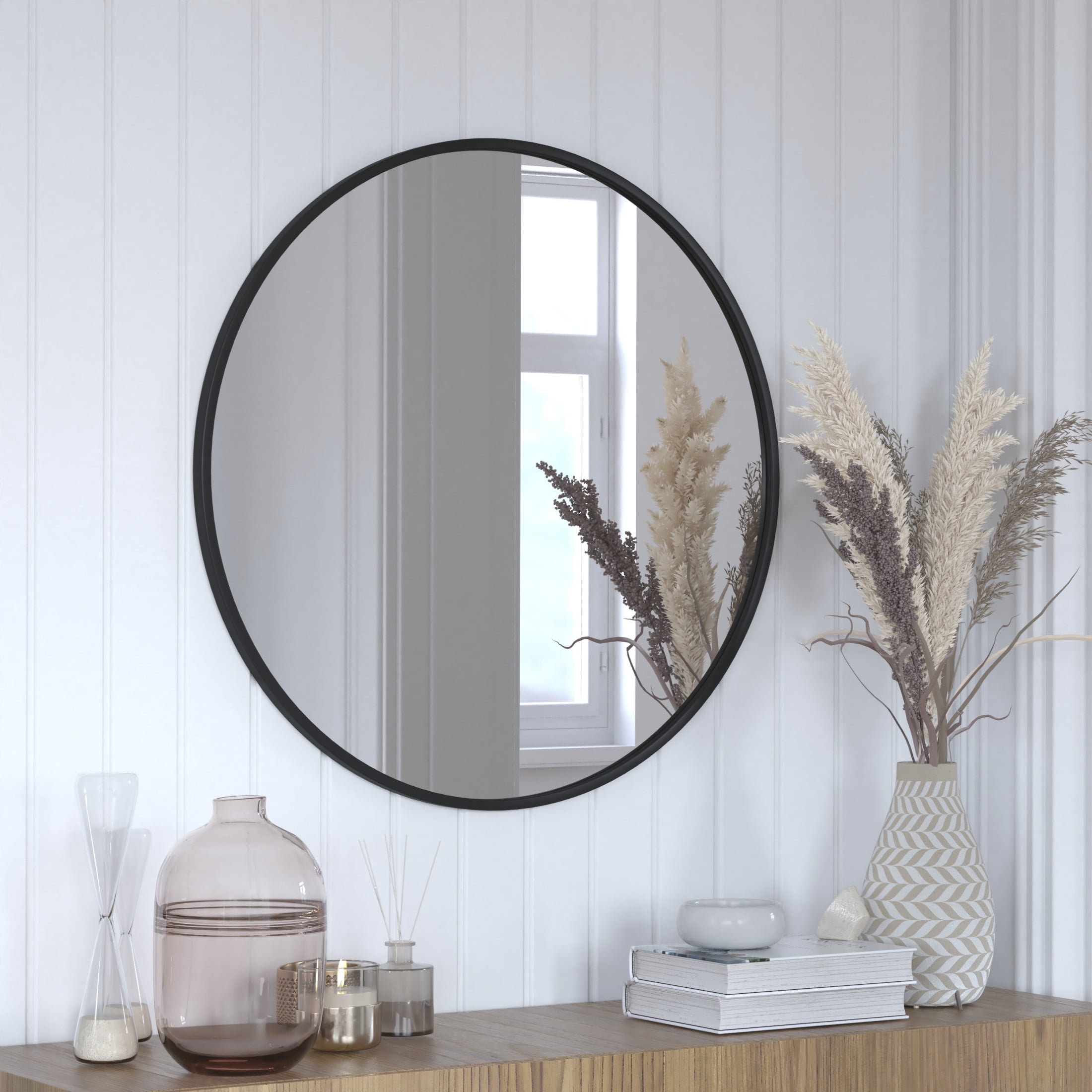 Flash Furniture Julianne 30" Round Wall Mounted Accent Mirror with ...