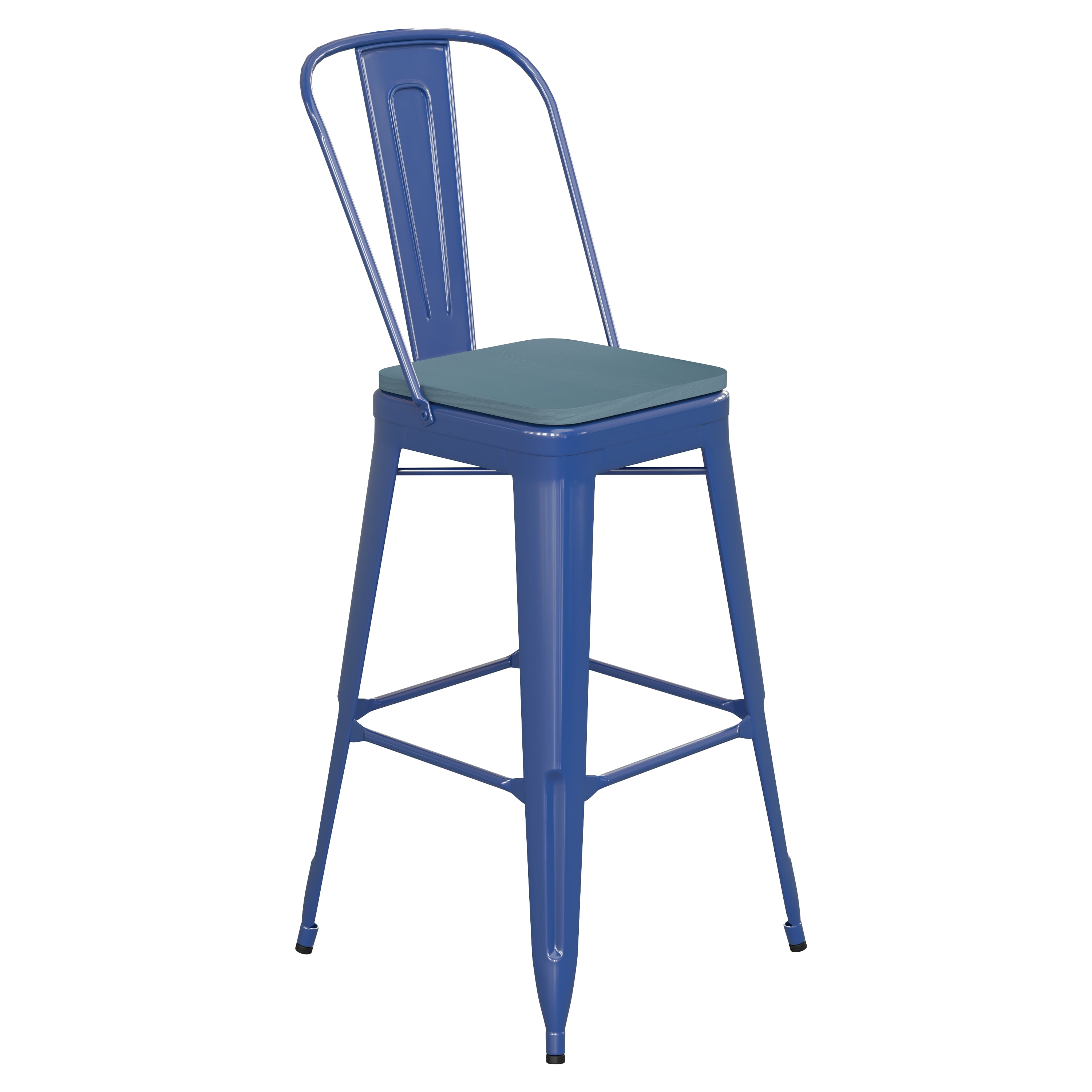 Flash Furniture Kai Commercial Grade 30" High Blue Metal Indoor-Outdoor ...