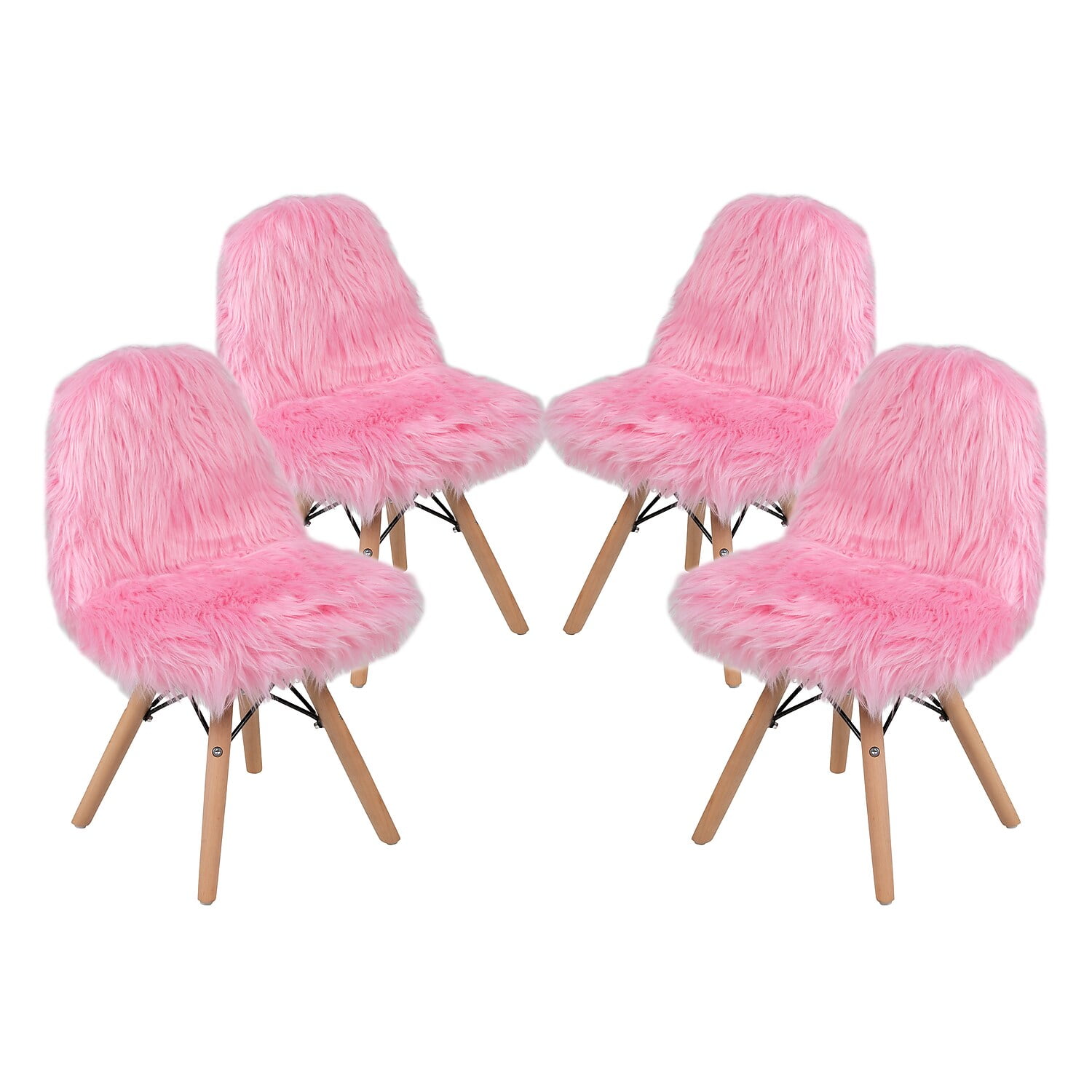 Flash Furniture Kids Furry Accent Chairs, Pink (Set of 4) - Walmart.com