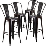 Flash Furniture Lily Commercial Grade 4 Pack 30" High Black-Antique ...