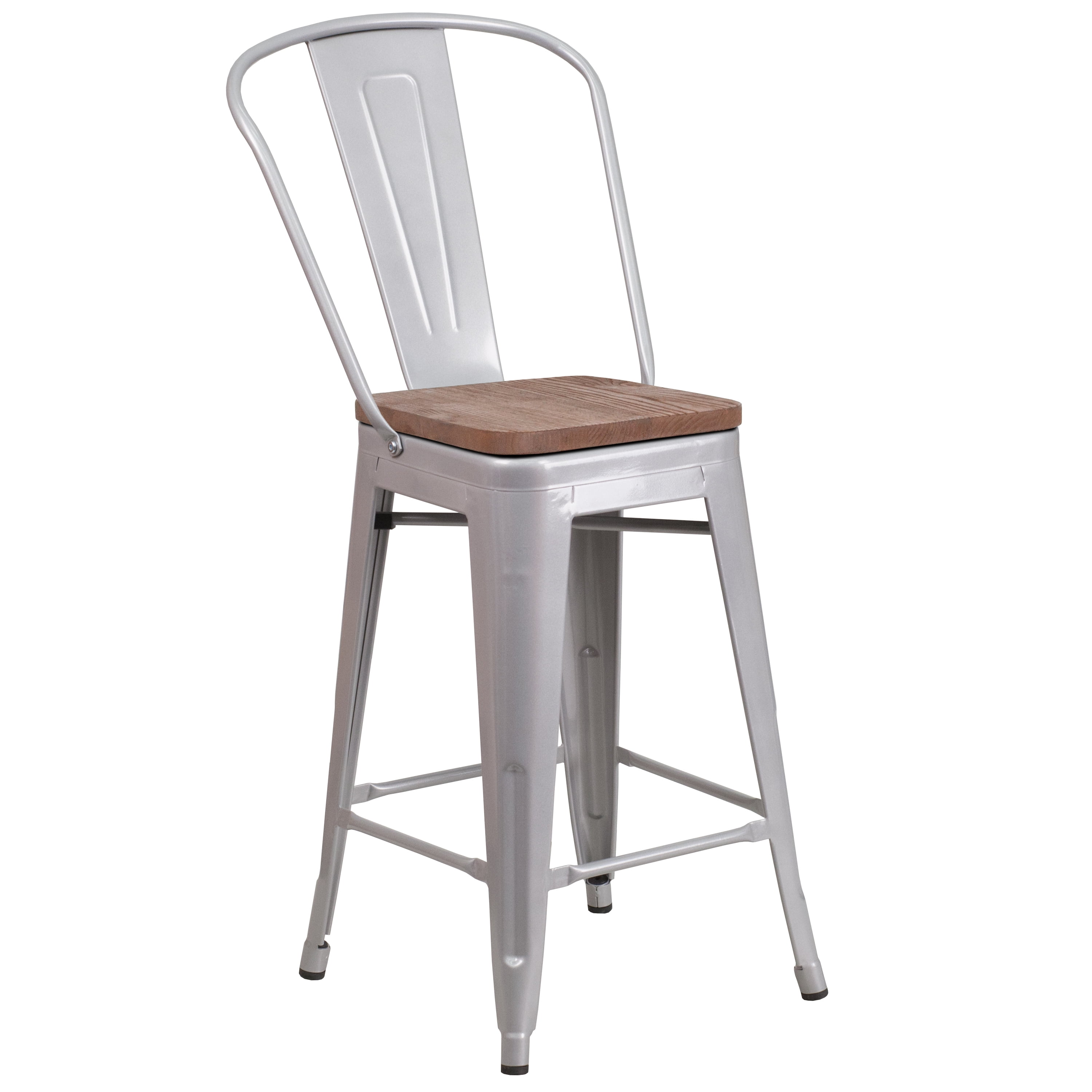 Flash Furniture Lily 24" High Silver Metal Counter Height Stool with ...