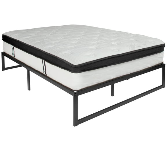 Folding Metal Bed Frame, 14 Inch Platform Mattress Foundation, Full ...