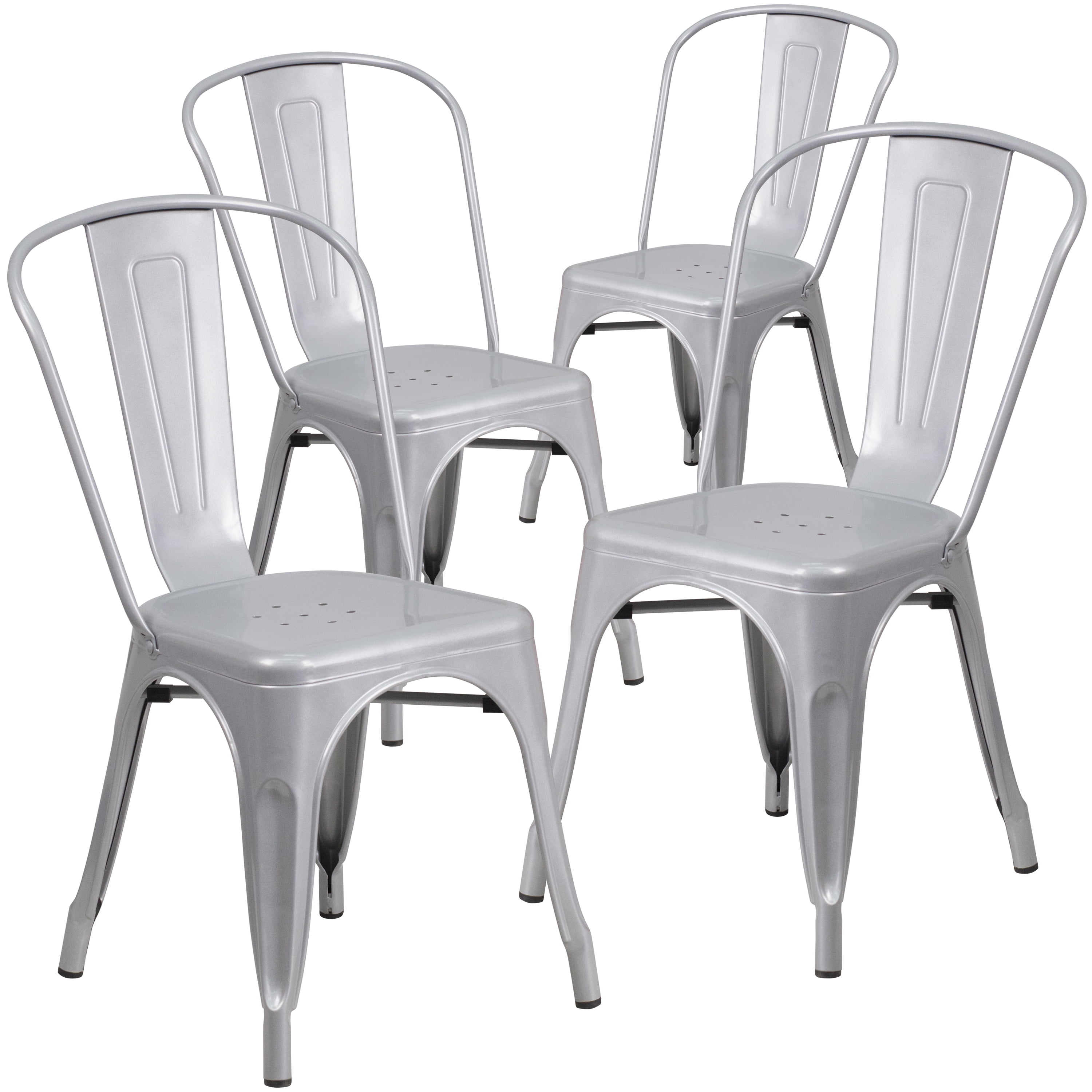 Free Shipping! Flash Furniture Luke Commercial Grade 4 Pack Silver ...
