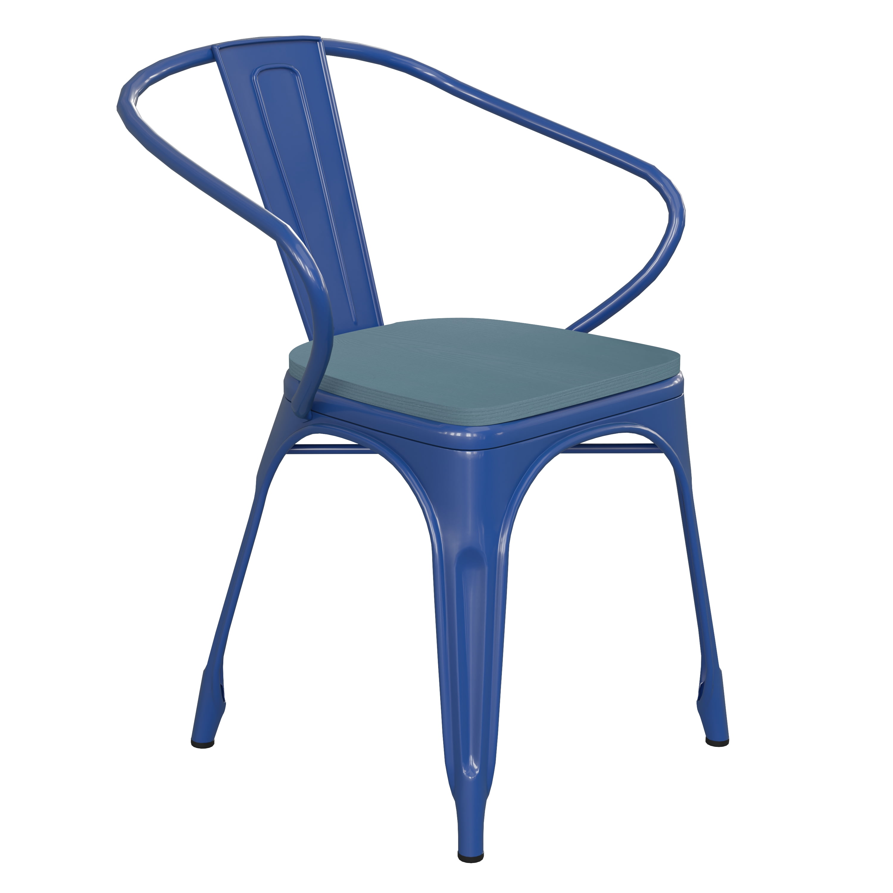 Flash Furniture Luna Commercial Grade Blue Metal Indoor-Outdoor Chair ...