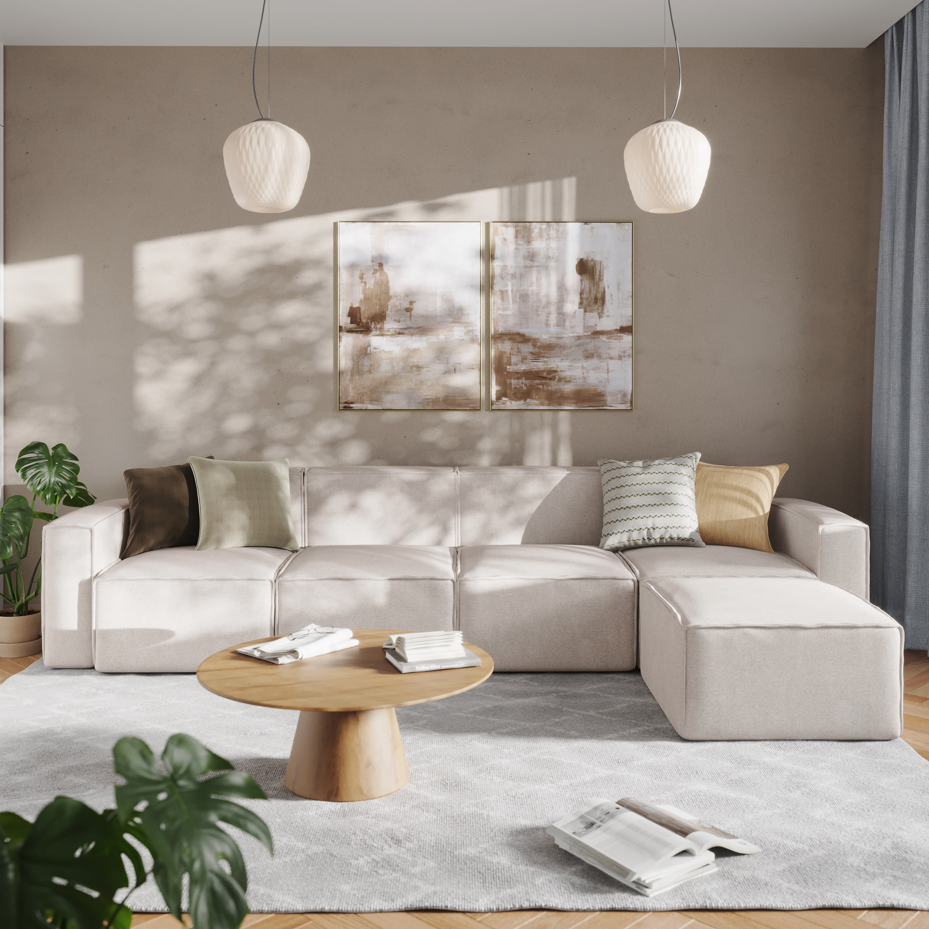 Flash Furniture Luxury Modular 5 Piece Sectional Sofa, Cream - Walmart.com