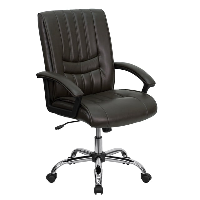 Flash Furniture Mid-Back Espresso Brown LeatherSoft Swivel Manager's ...