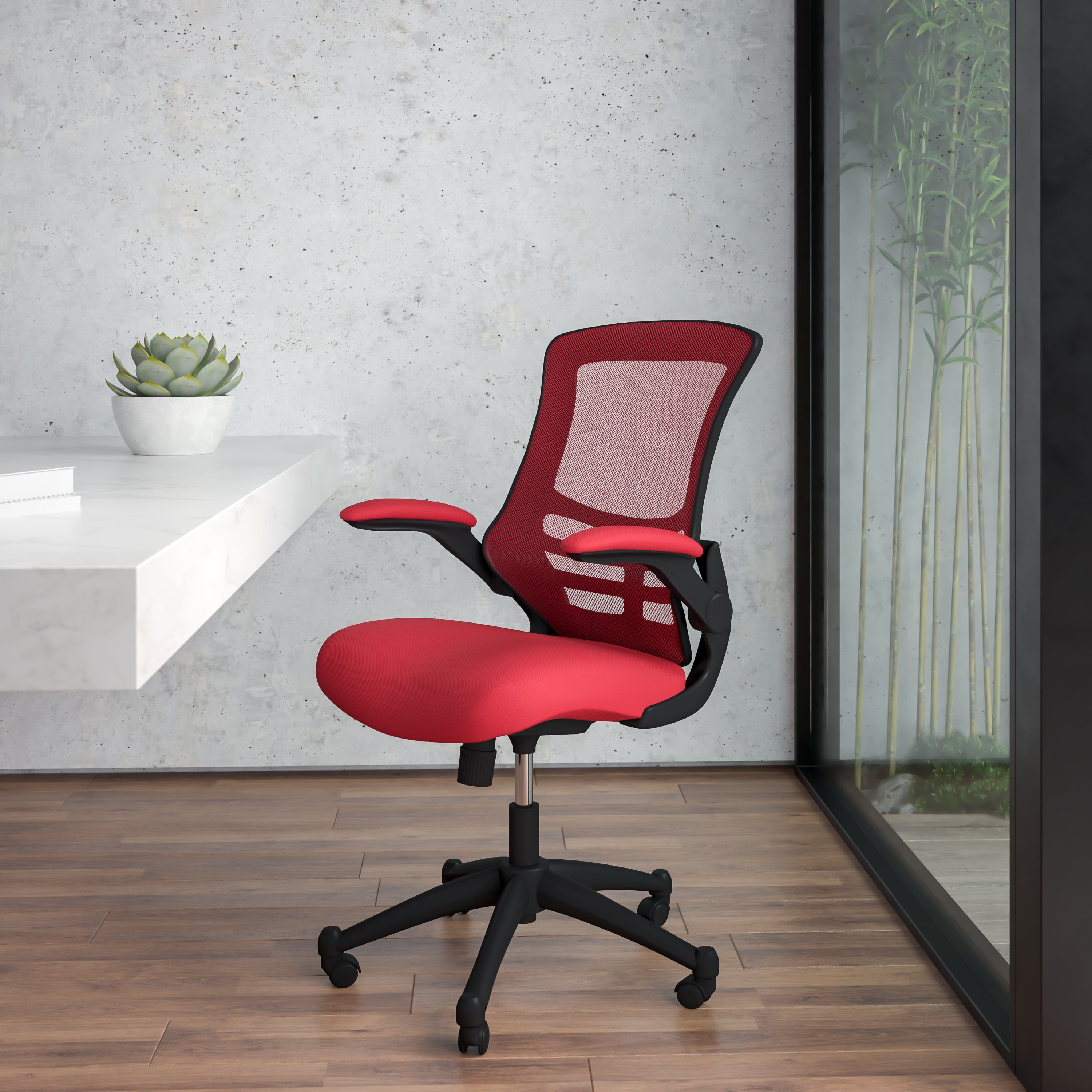 Flash Furniture Mid-Back Red Mesh Swivel Ergonomic Task Office Chair ...