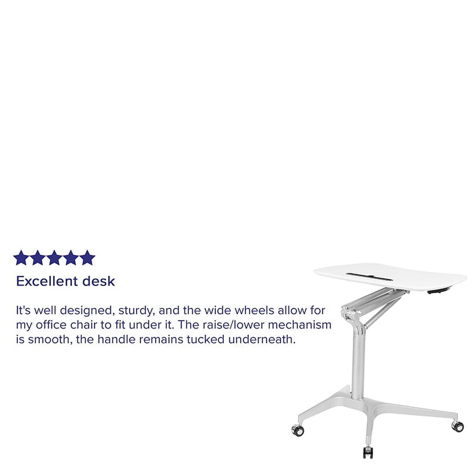 Flash Furniture Mobile Sit-Down, Stand-Up White Computer Ergonomic Desk ...