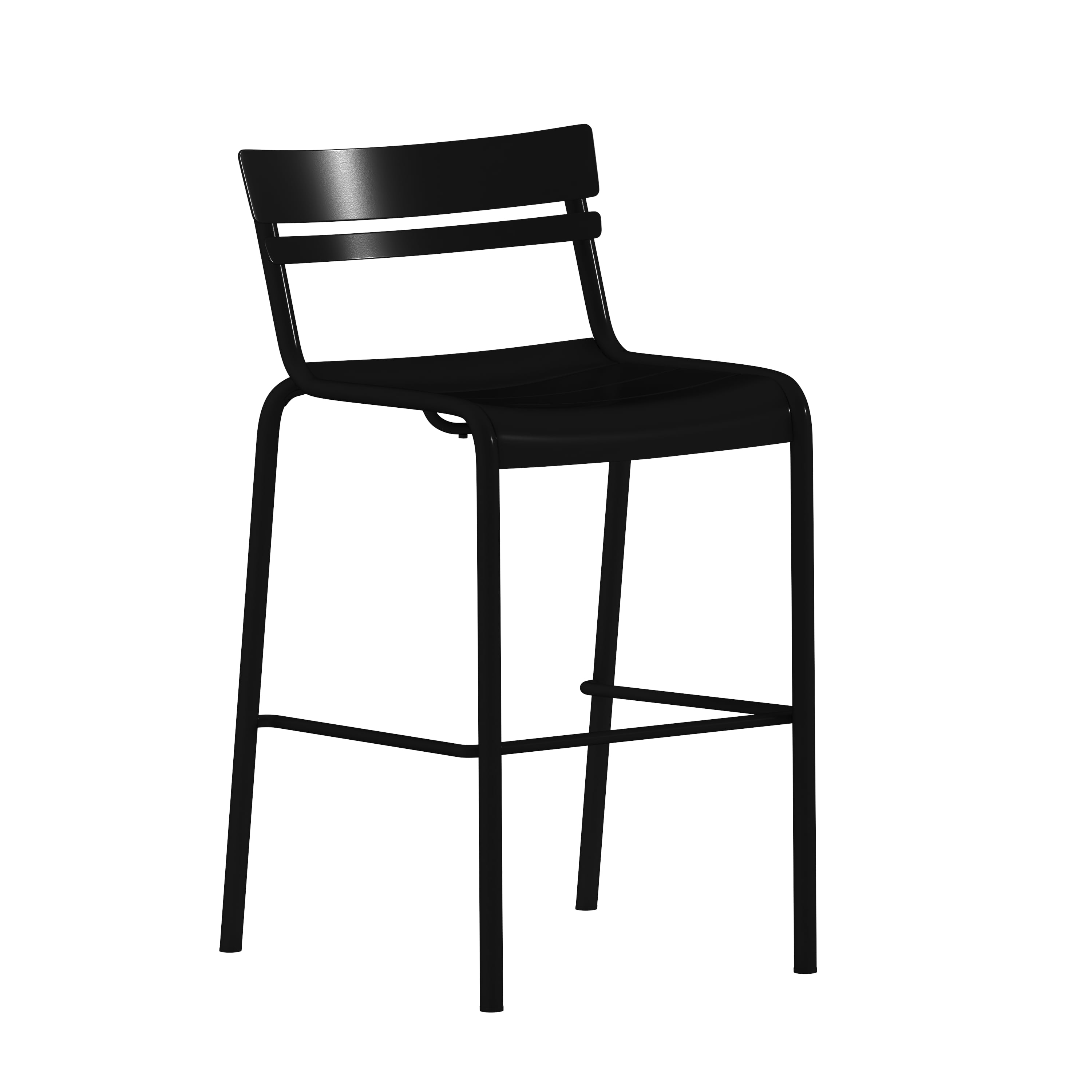 Flash Furniture Black Metal Bar Height Stool, Indoor Outdoor, Slatted ...