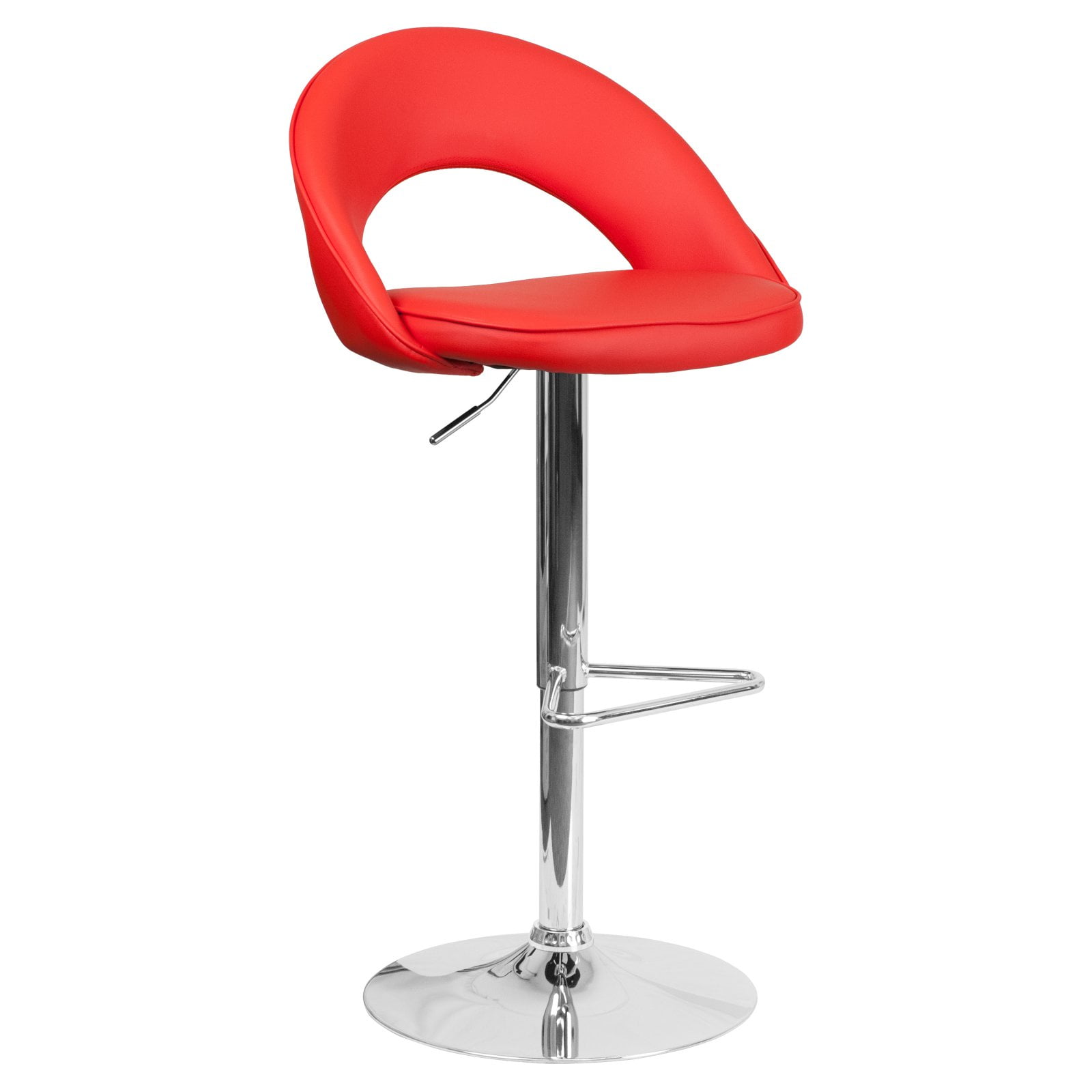 Flash Furniture Red Vinyl Rounded Back Barstool CH-132491-RED-GG ...