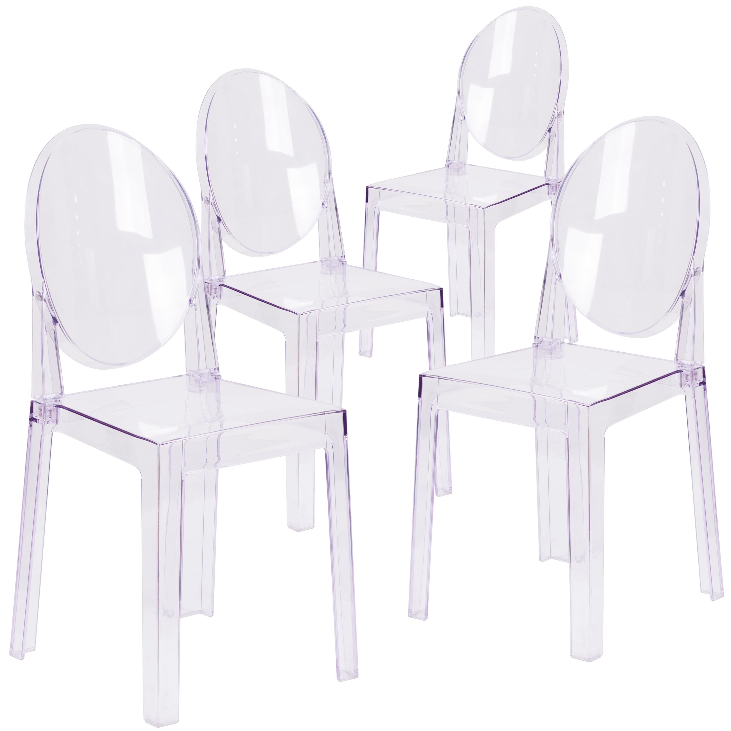 Flash Furniture Revna Sturdy Molded Plastic Ghost Chair, Pack of 4 ...