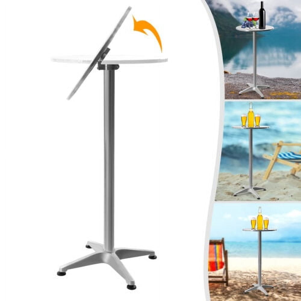 Flash Furniture Round Aluminum Indoor-Outdoor Bar Height Table w/Flip ...