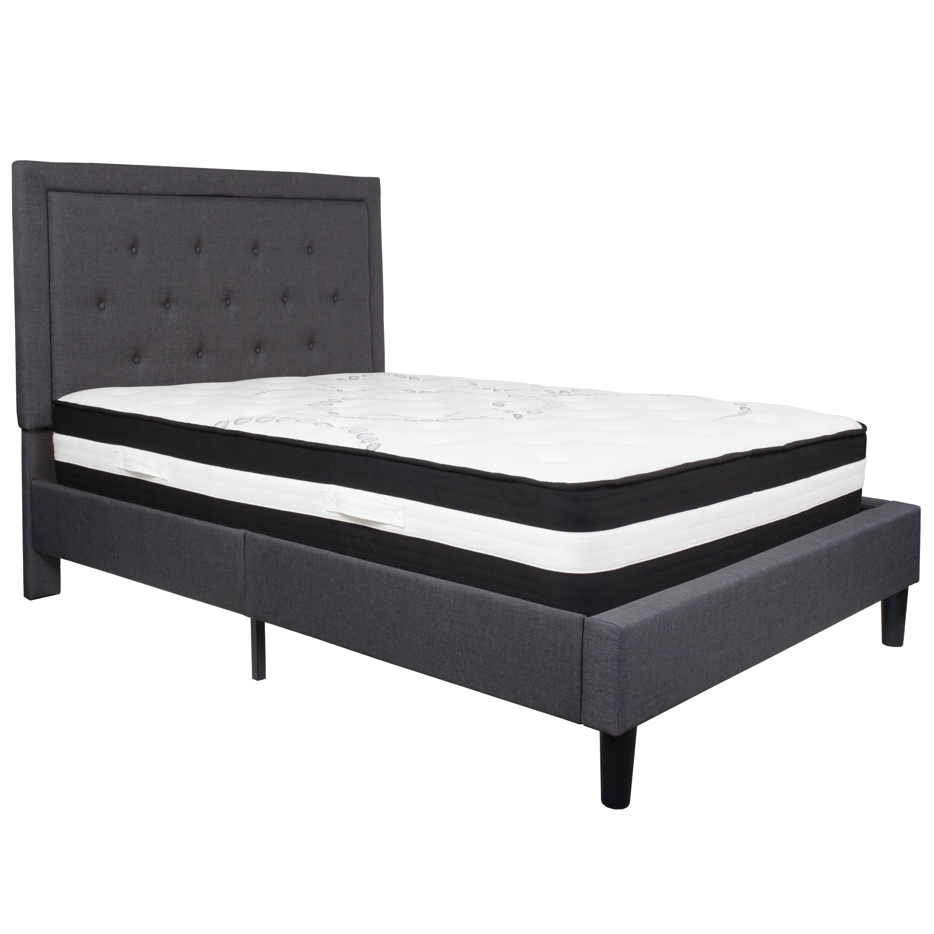 Flash Furniture Roxbury Full Size Tufted Upholstered Platform Bed in ...