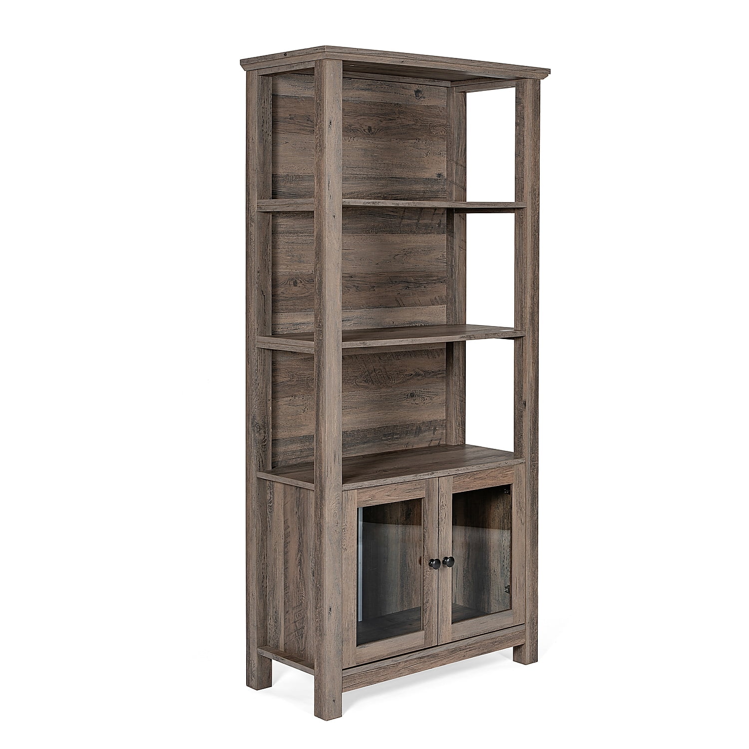 Flash Furniture Rustic Lodge Ash Shelf Bookcase, Gray Wash 71.49 x 31. ...