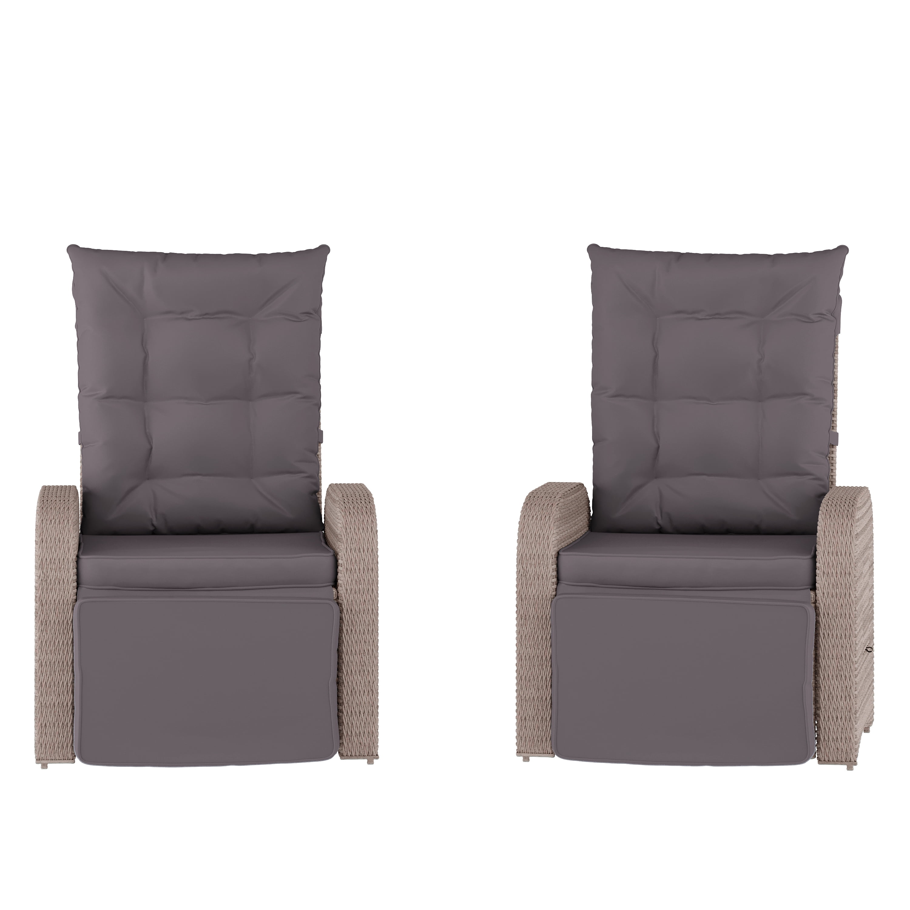 Flash Furniture Set of 2 Indoor/Outdoor Patio Wicker Rattan Recliner ...