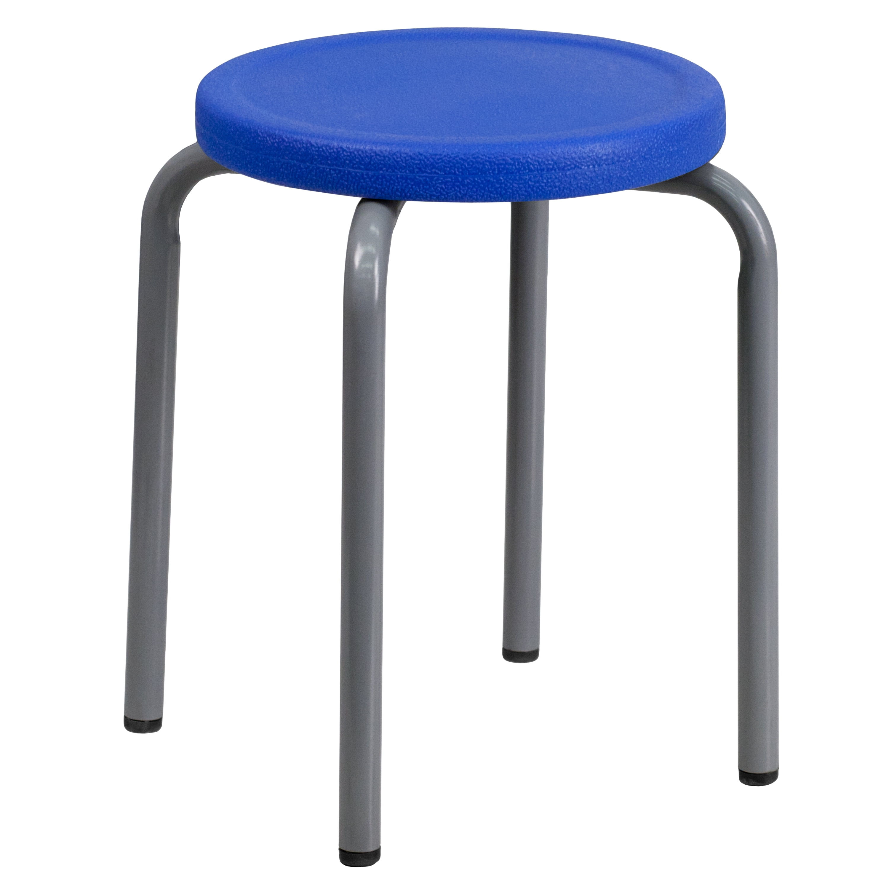 Flash Furniture Stackable Stool with Blue Seat and Silver Powder Coated ...