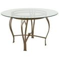 Flash Furniture 48'' Round Glass Dining Table with Matte Gold Metal ...
