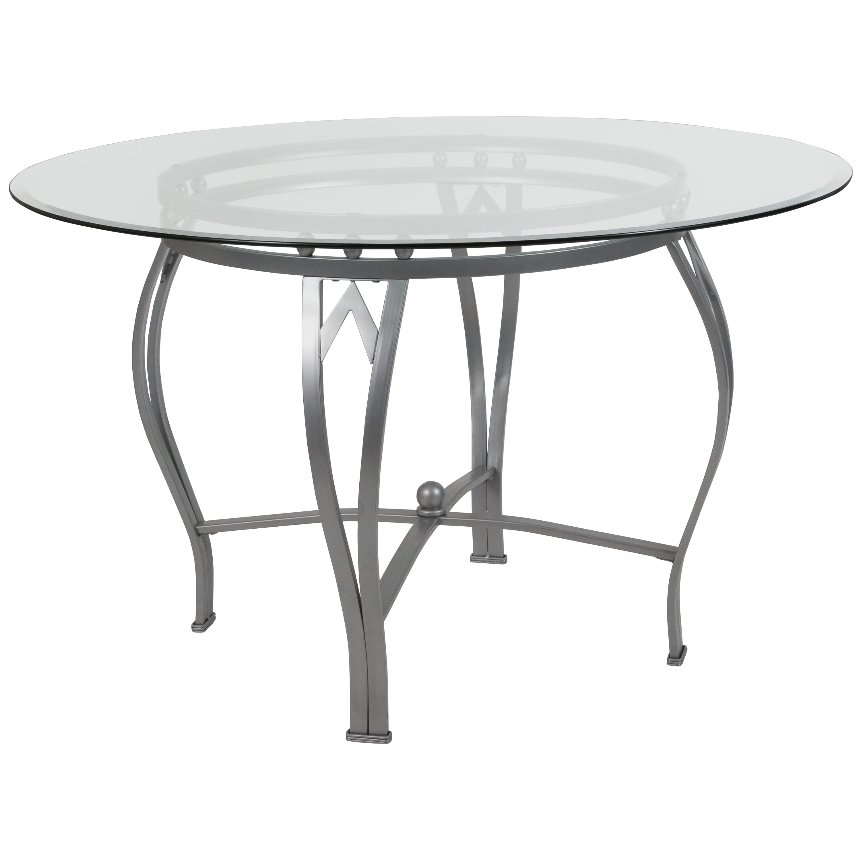 Flash Furniture Syracuse 48'' Round Glass Dining Table with Silver ...