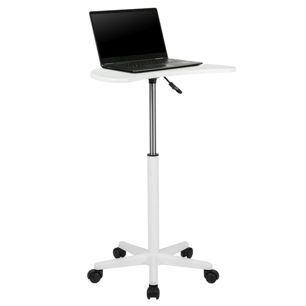 Flash Furniture White Sit to Stand Mobile Laptop Computer Desk ...