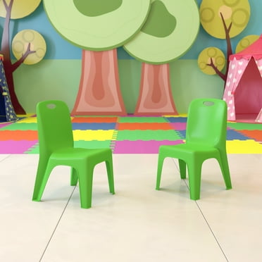 Flash Furniture Green Plastic Stackable School Chair with Carrying ...