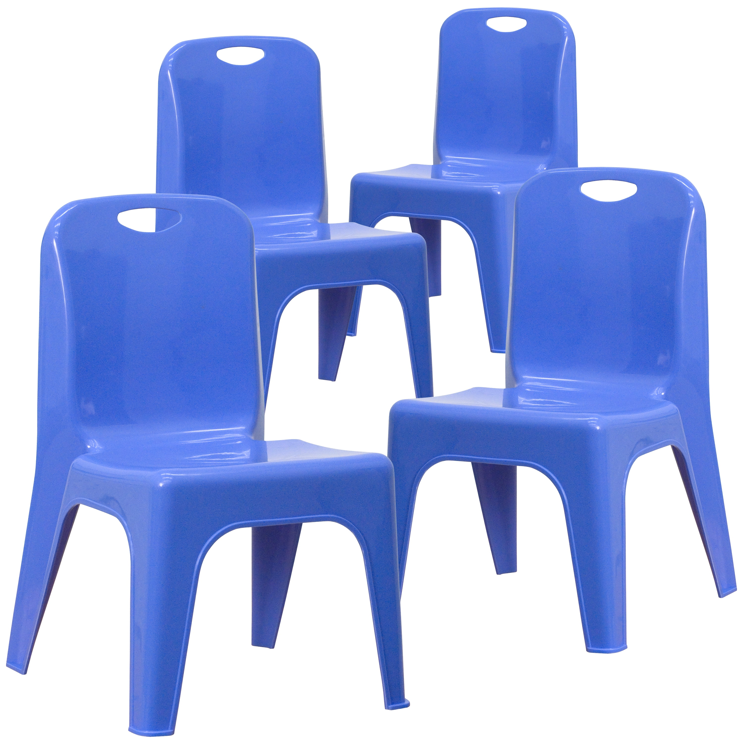 Flash Furniture Whitney 4 Pack Blue Plastic Stackable School Chair with ...