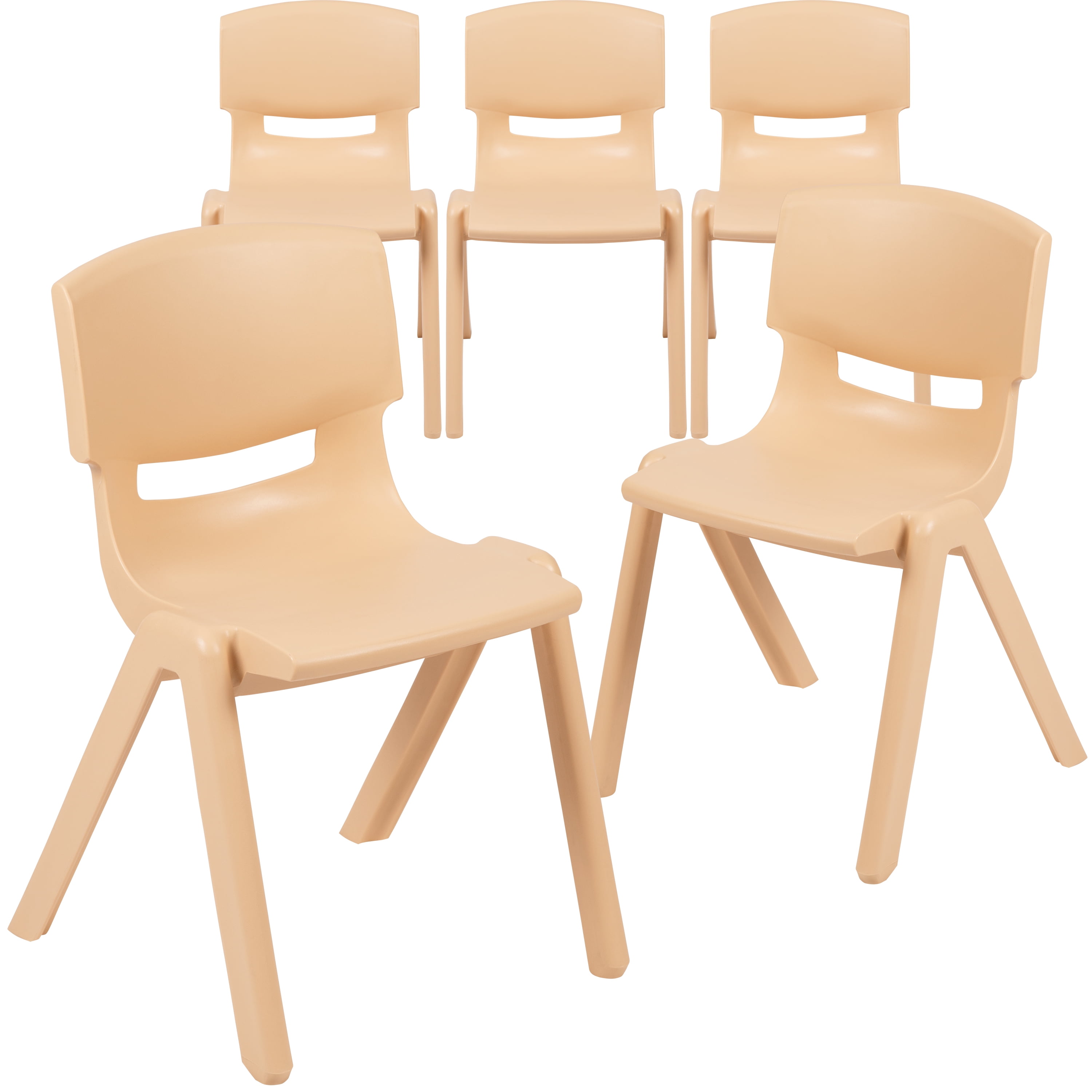 Flash Furniture Whitney 5 Pack Natural Plastic Stackable School Chair ...