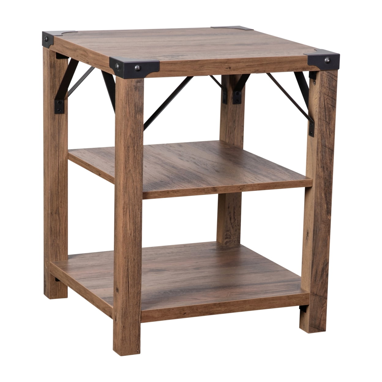 Flash Furniture Wyatt Modern Farmhouse Wooden 3 Tier End Table with ...