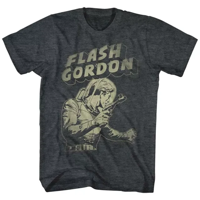 Flash Gordon Classic 80's Movie Flash Holding Ray Gun Men's T Shirt ...