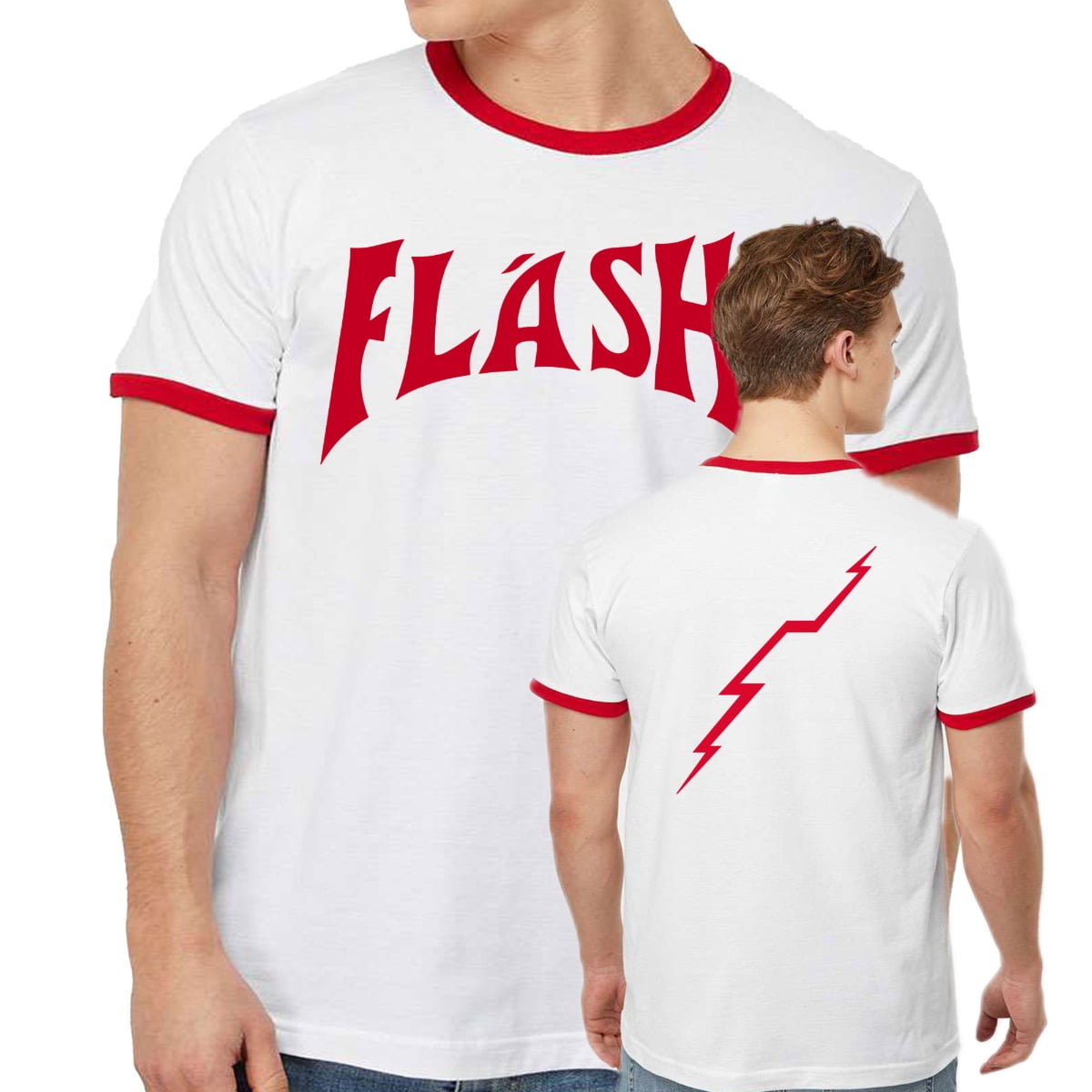 Flash Gordon White Adult Ringer Double Sided Shirt-XXL - Walmart.com