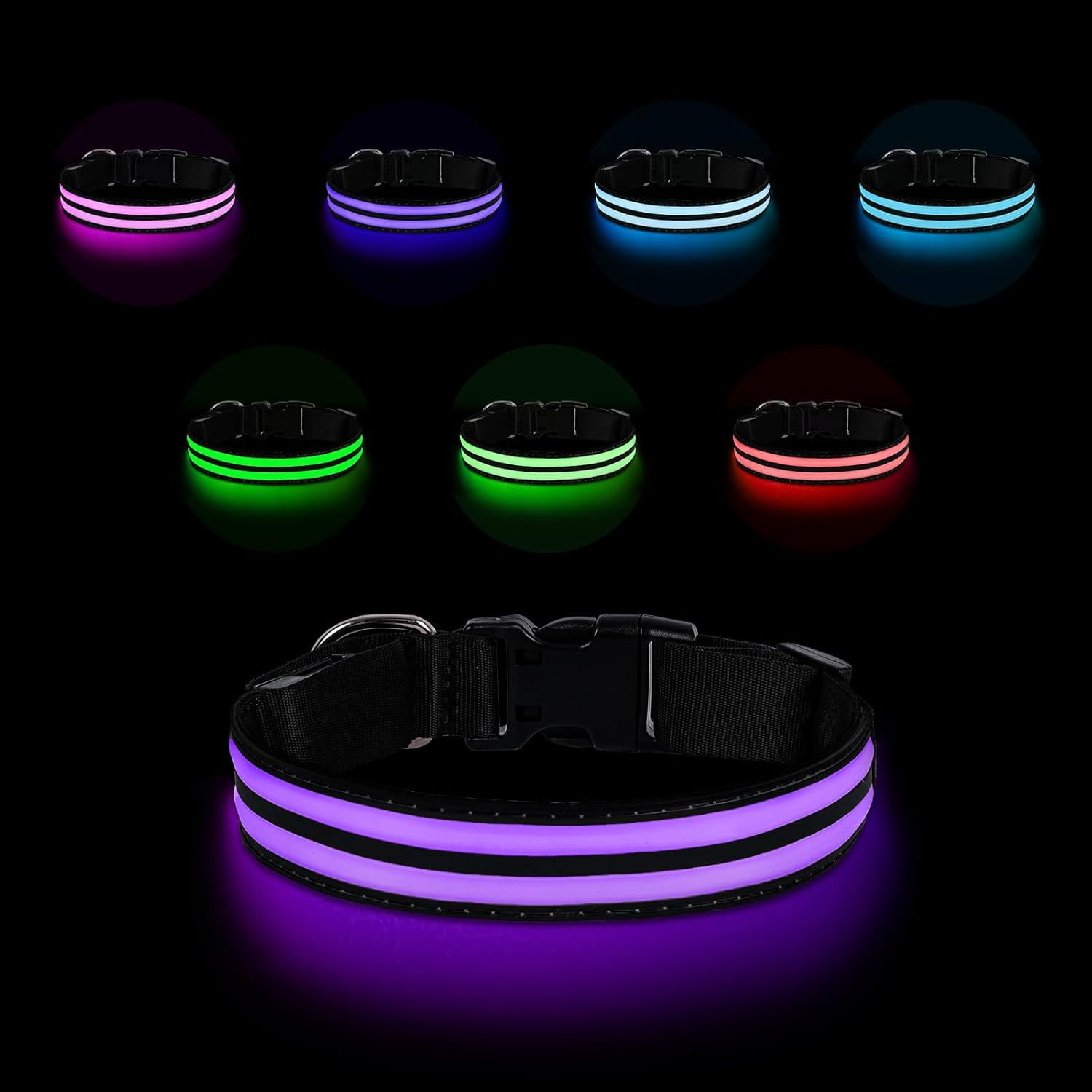Flash Led Dog Collar, 14 Modes Light Up Dog Collars, Usb Rechargeable ...