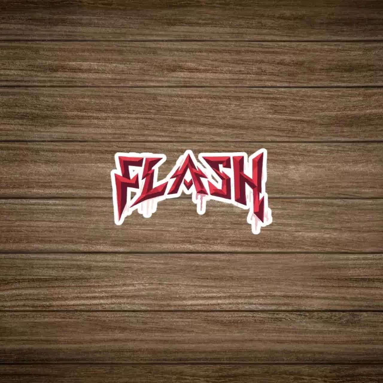 Flash Logo Sticker - Red Retro Lightning Bolt Decal For Laptops, Water ...