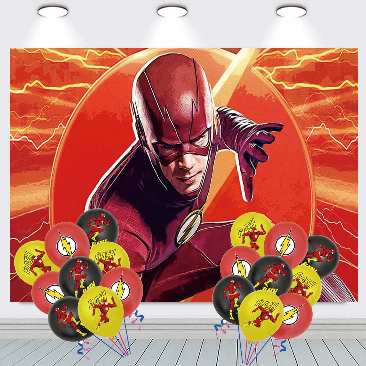 Flash Man Backdrop Banner Balloons Party Decorations Supplies Taspestry ...