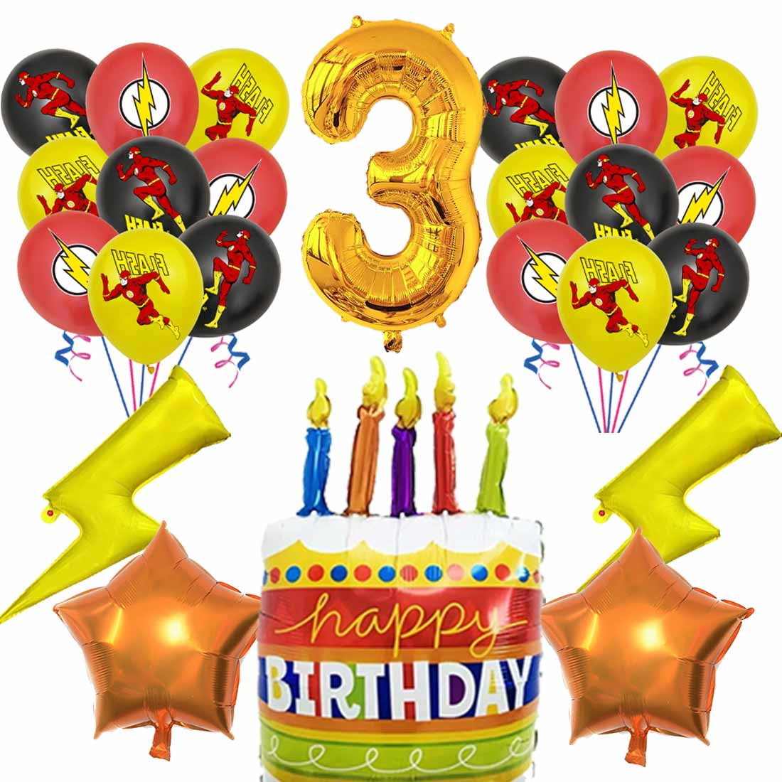 Flash Man Balloons Party Supplies 3rd Big Number Decorations Decor Kit ...