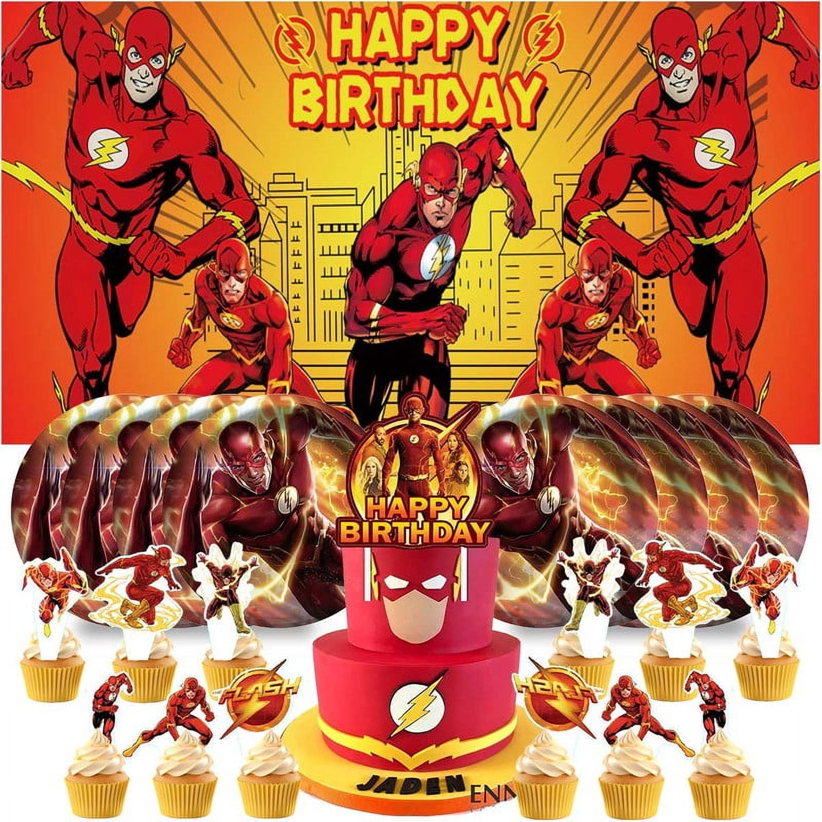 Flash Man Plates Birthday Decor Banner Decorations Background Backdrop ...
