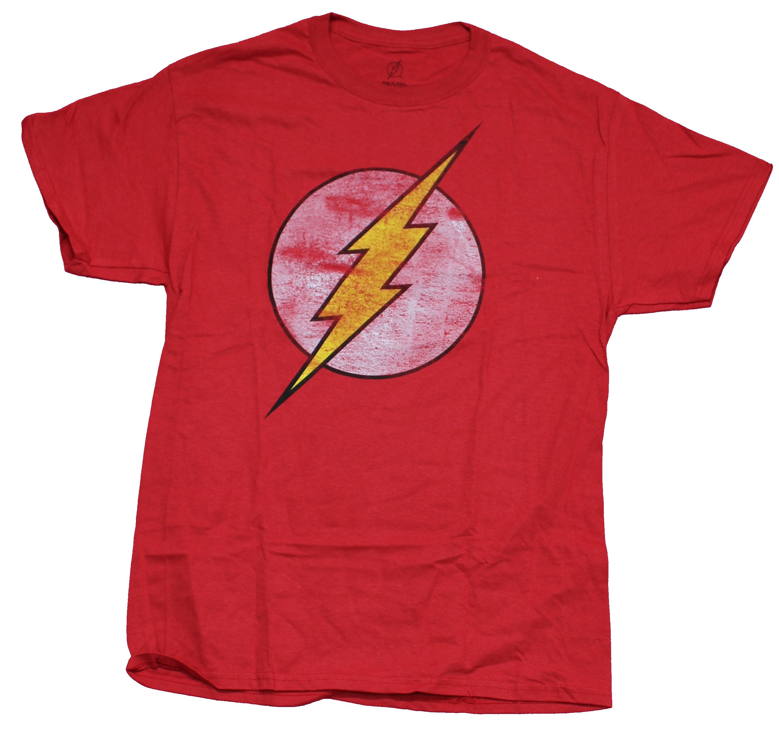 Flash Mens T-Shirt - Rubbed Distressed Classic Comic Logo (Large ...