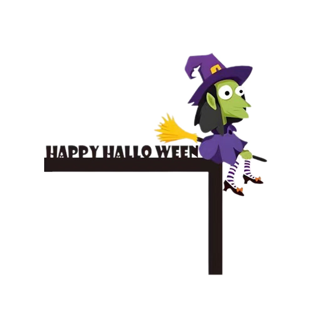 Flash Sale Halloween Witch on Broom Door Corner Sign Decoration Door ...
