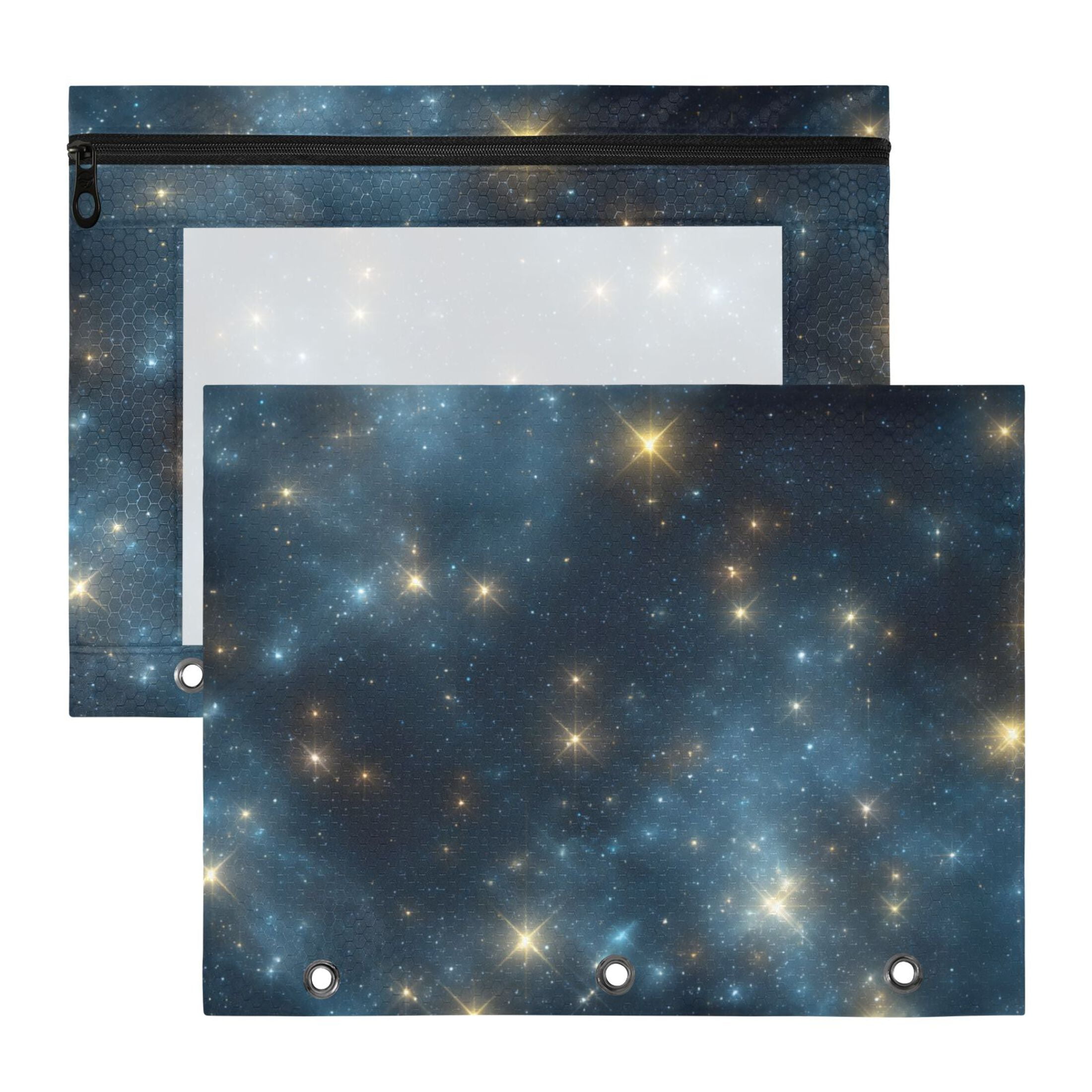 Flash Stars in Night 3-Ring Binder Pouches A4 Size Zipper Pocket File ...