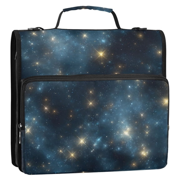 Flash Stars in Night Binder Bag with Shoulder Strap 3 Ring Zipper ...