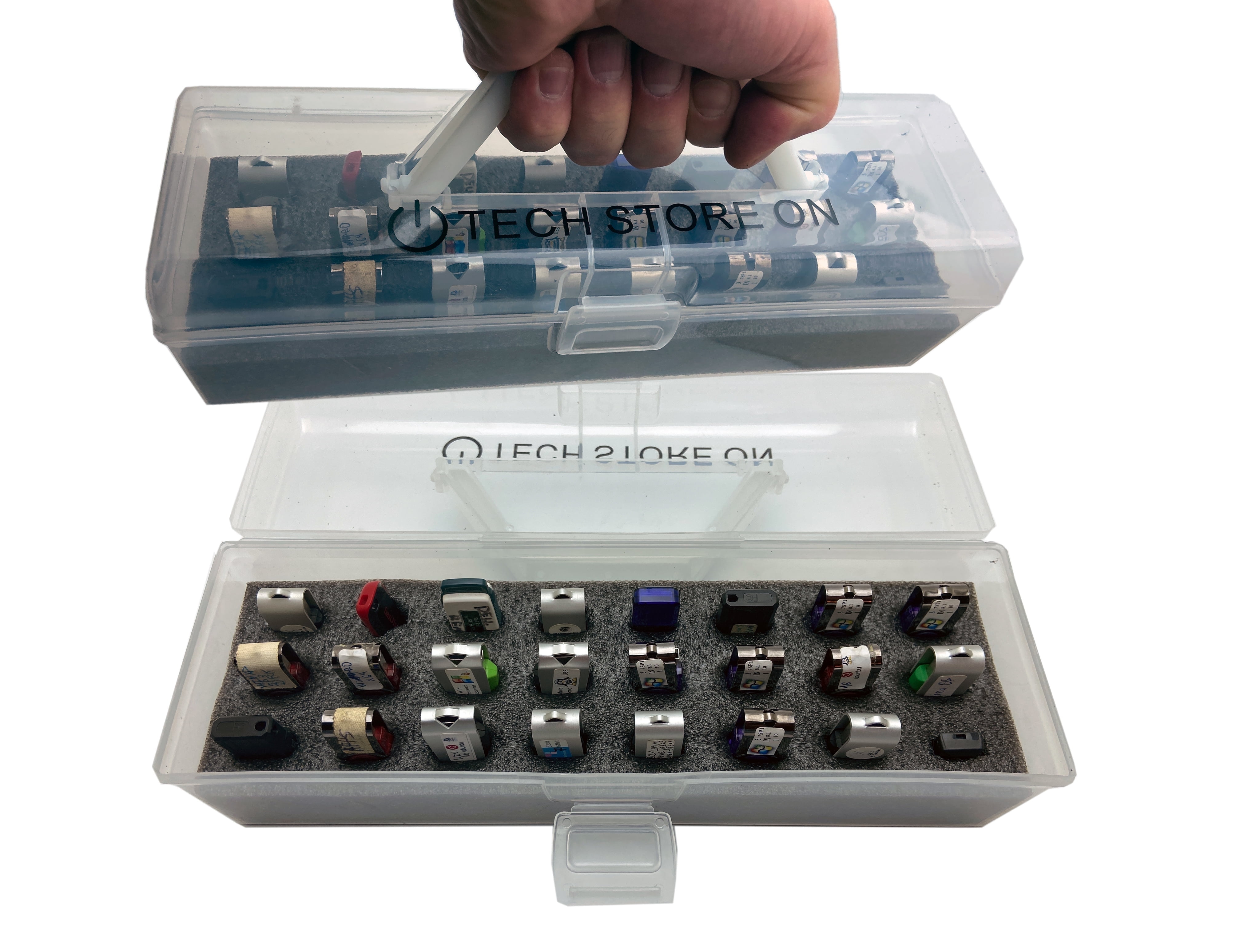 USB Drive Storage Case – Plastic 24 Slots with Handle Shockproof ...