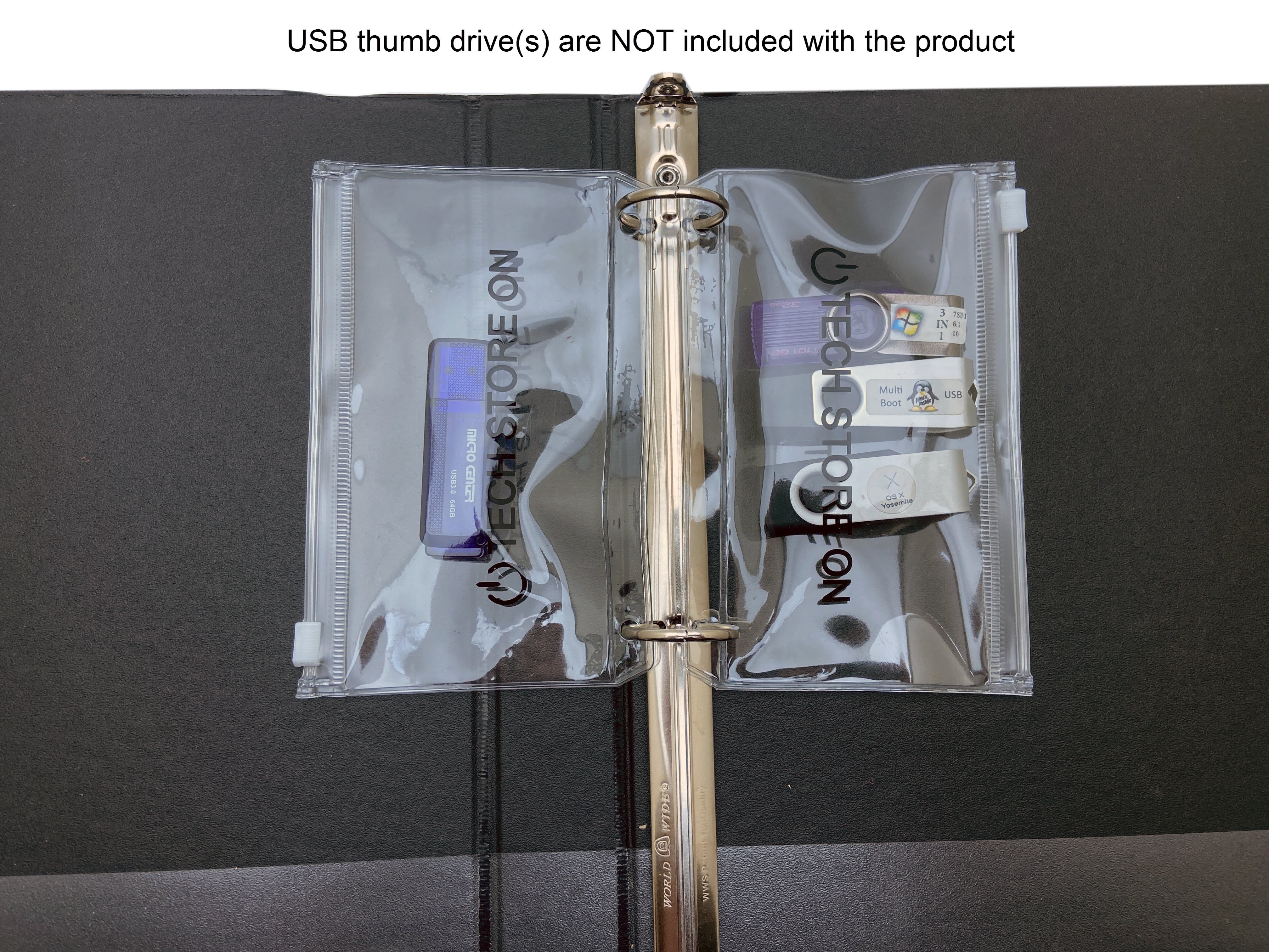 Flash USB Thumb Drive Zipper Zip Lock Holder Storage Organizer Case for 3-ring binders ...