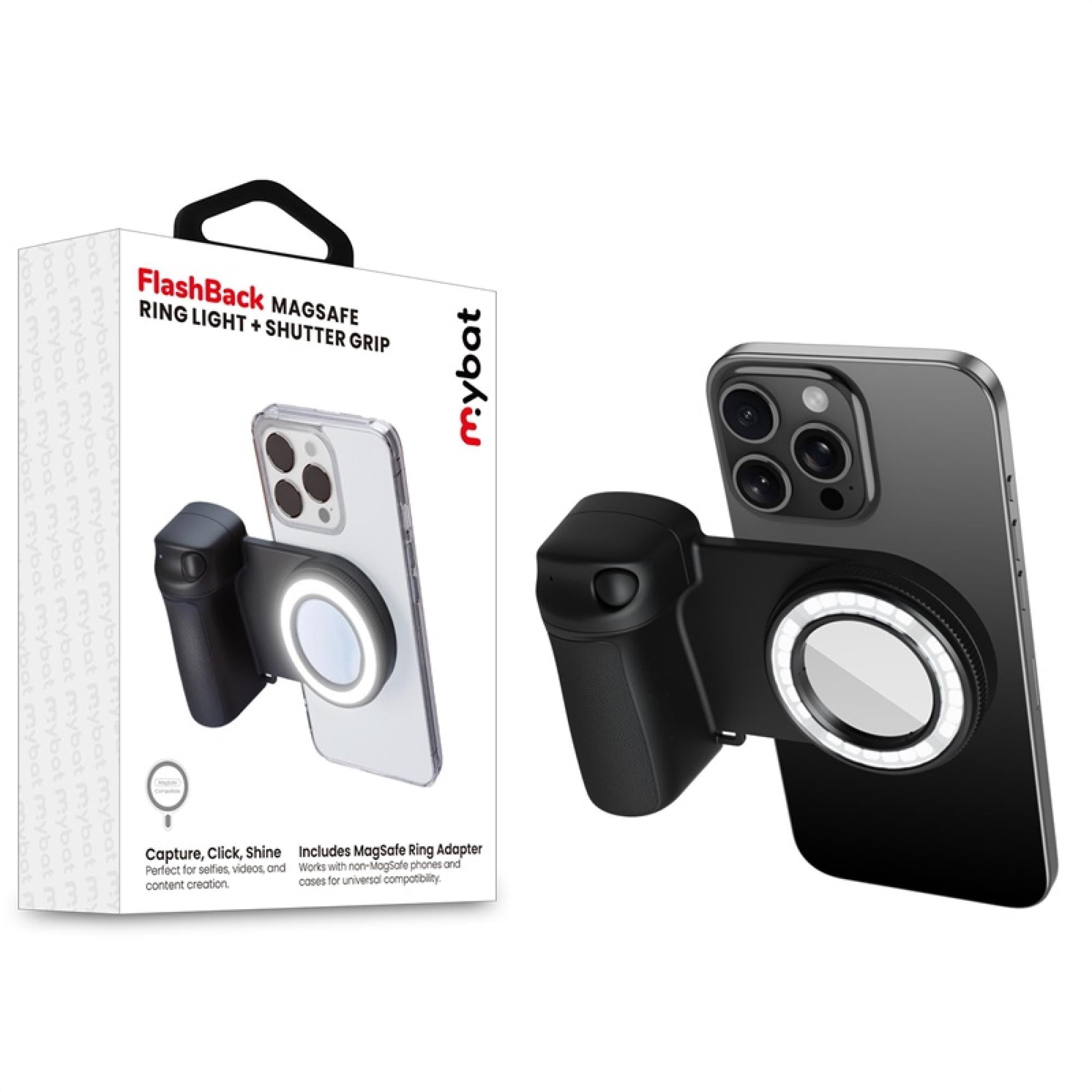 FlashBack Ring Light Shutter Grip with Wireless Shutter, Adjustable LED ...