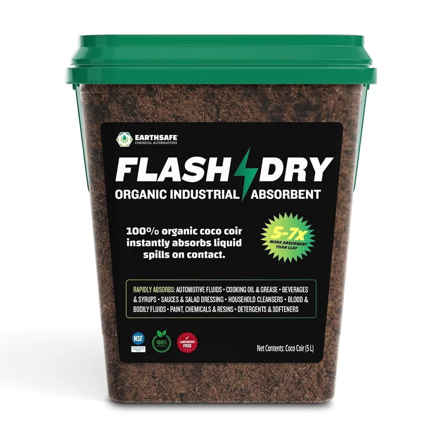 FlashDry 5 Liter 100% Organic Spill Absorbent for Oil, Paint, Grease ...