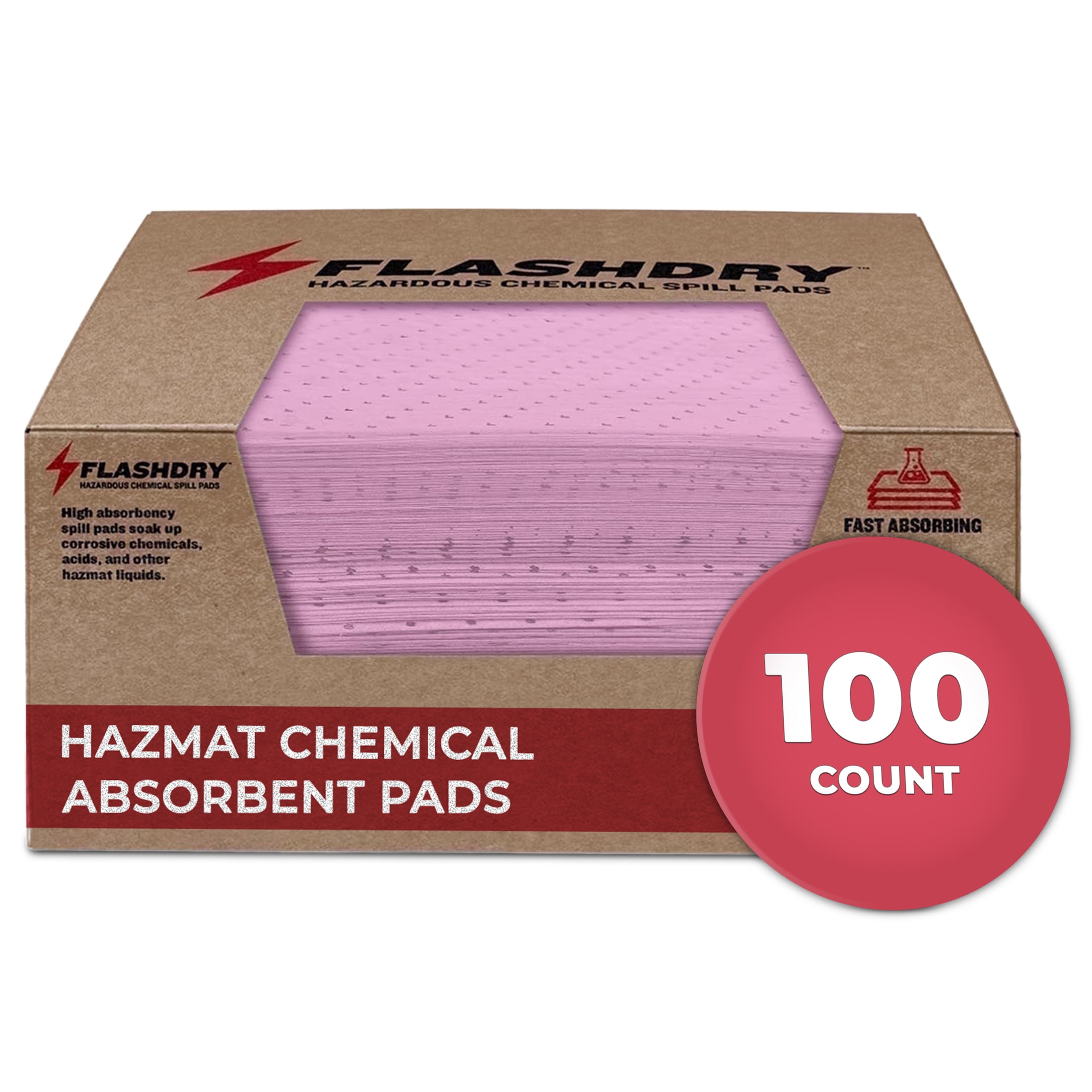 FlashDry Chemical Spill Absorbent Pads – 100 Count, 17.5" x 13.5 ...